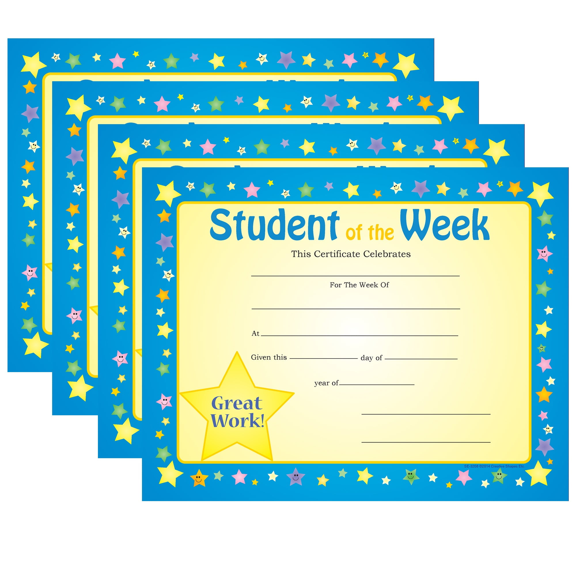 SHAPES ETC. Recognition Certificate - Student of the Week - Walmart.com