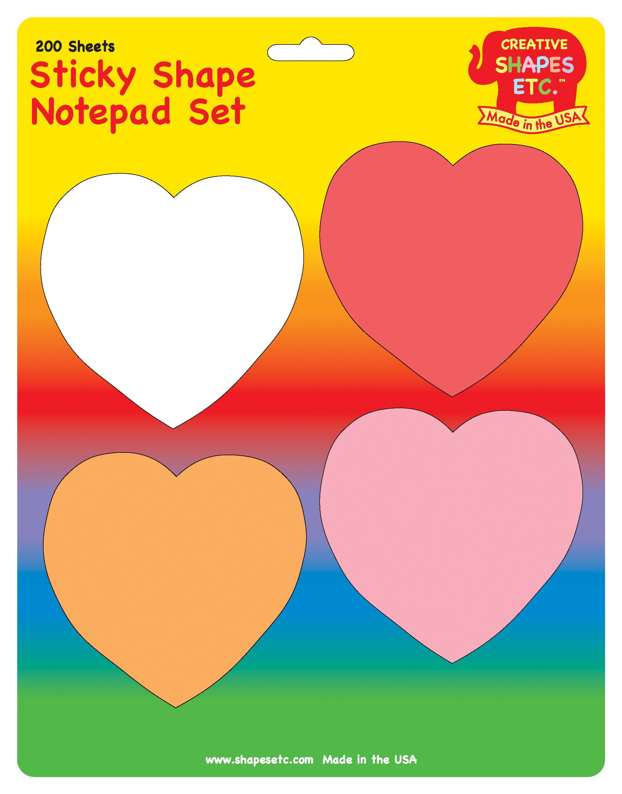 SHAPES ETC. Sticky Notepad Set - Valentines - Walmart.com
