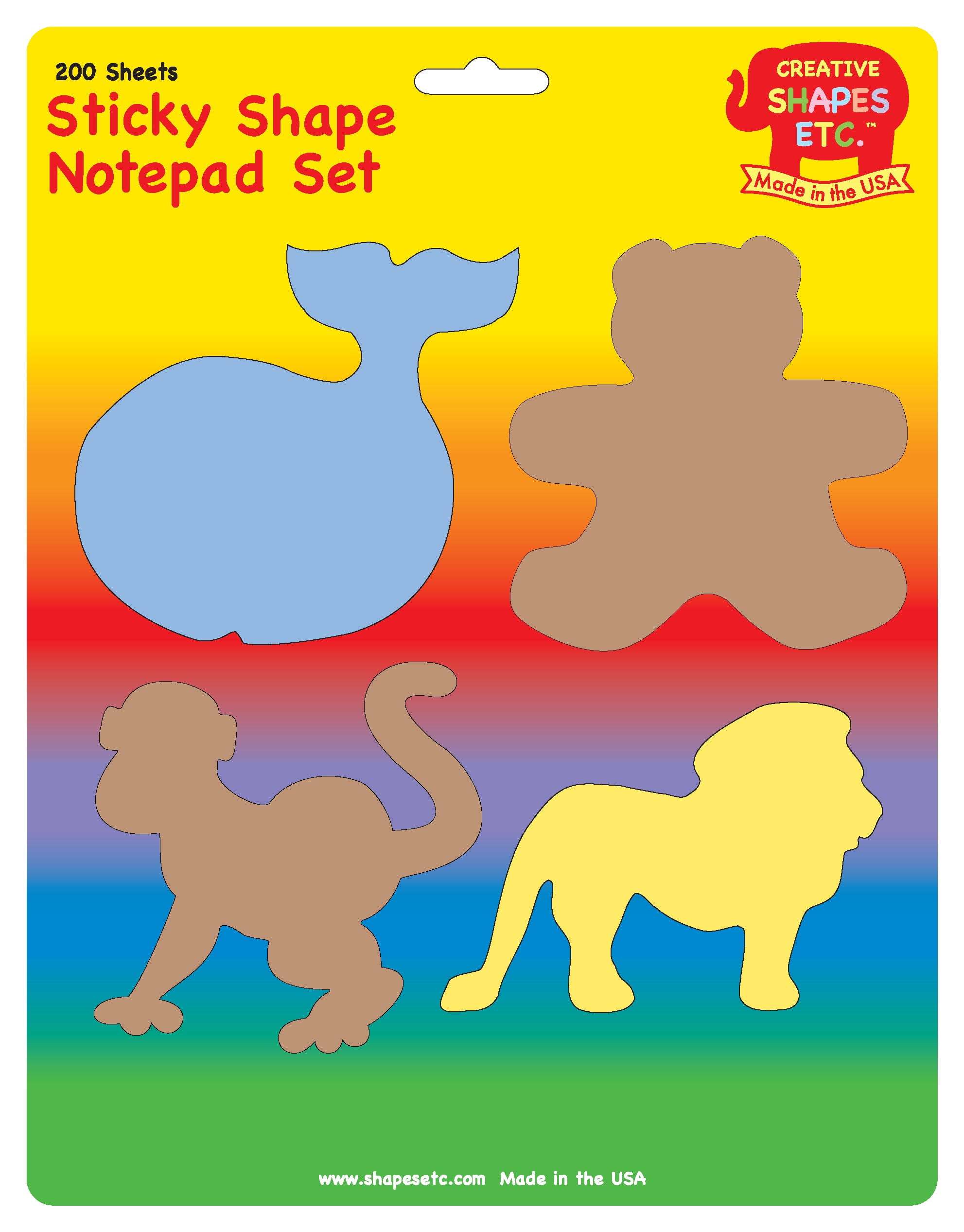 SHAPES ETC. Sticky Notepad Set - Zoo - Walmart.com