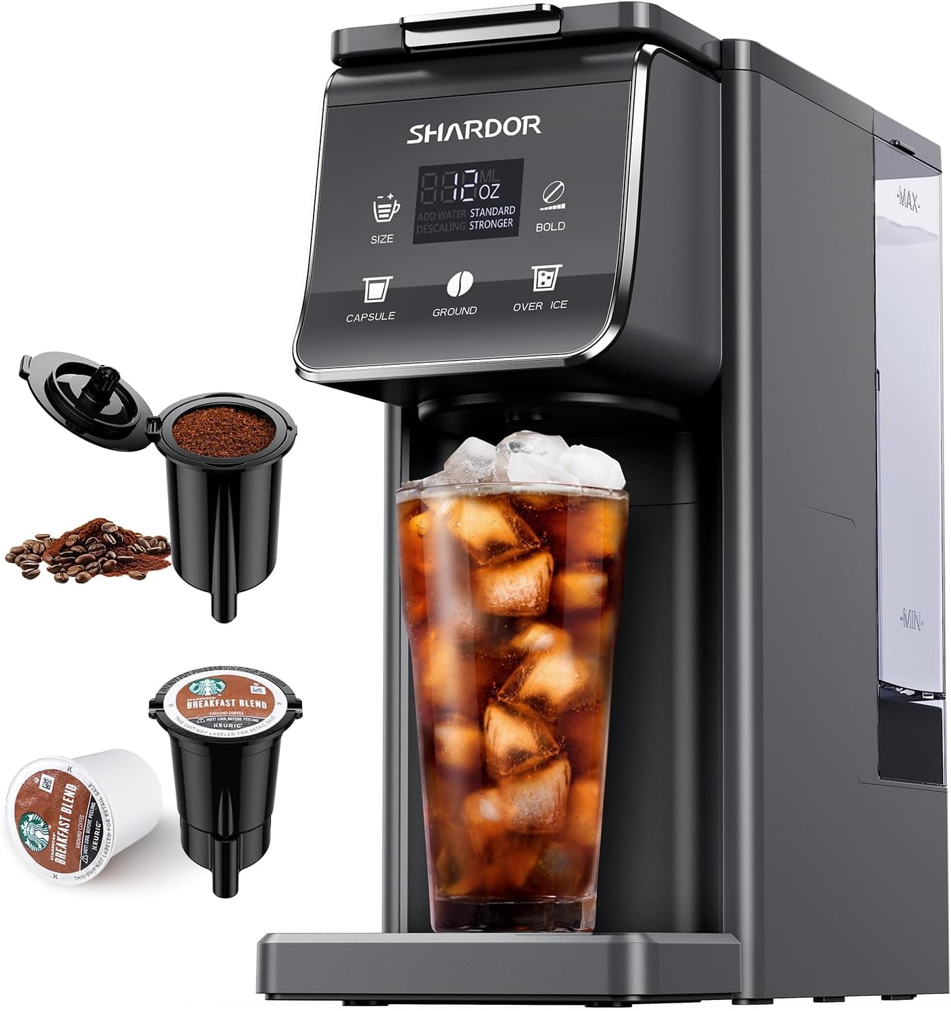 SHARDOR Coffee Maker Hot & Iced With Bold Setting, Single Serve Coffee ...