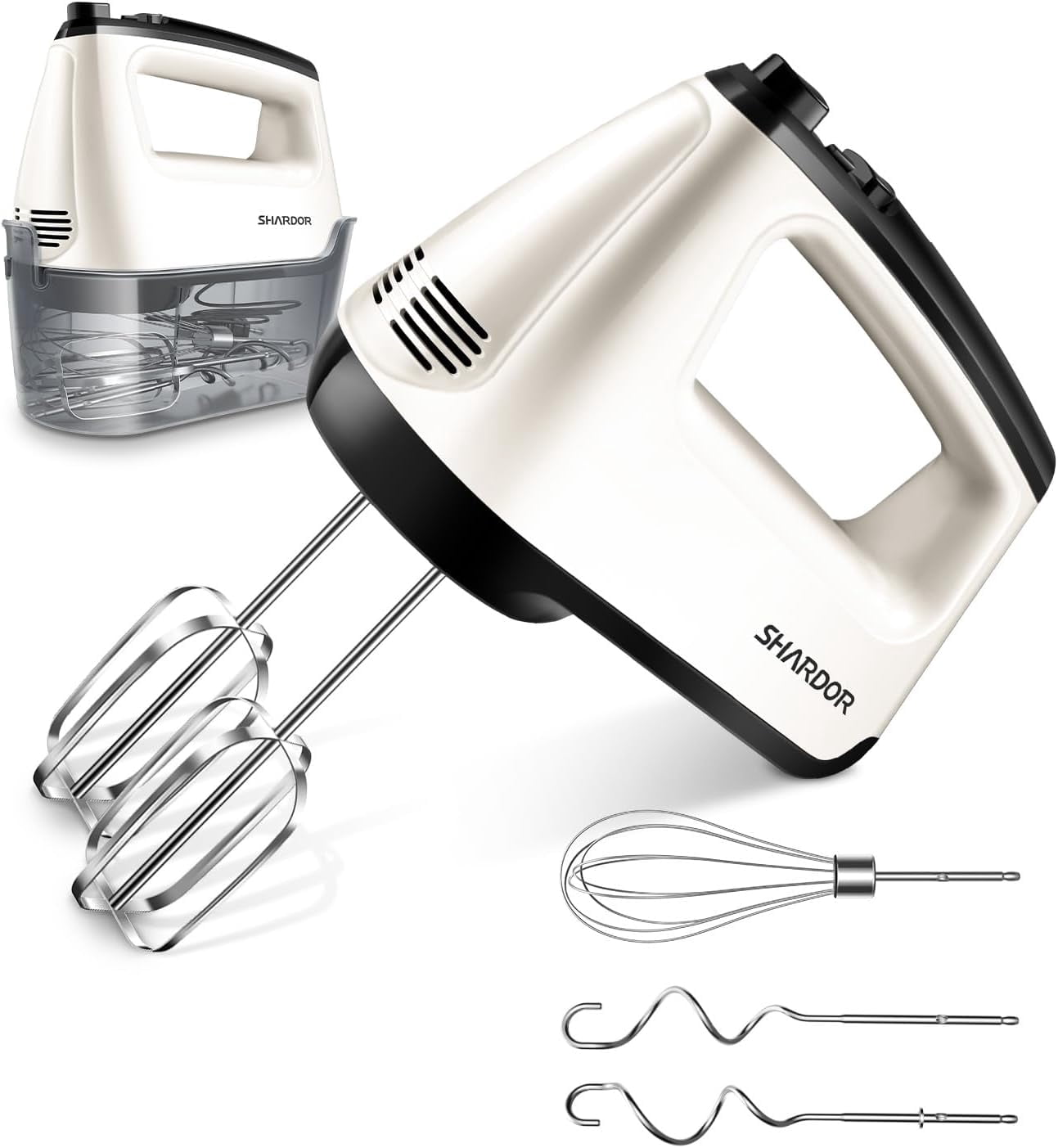 SHARDOR Hand Mixer Electric, 6 Speed & Turbo Electric Handheld, Snap-On ...