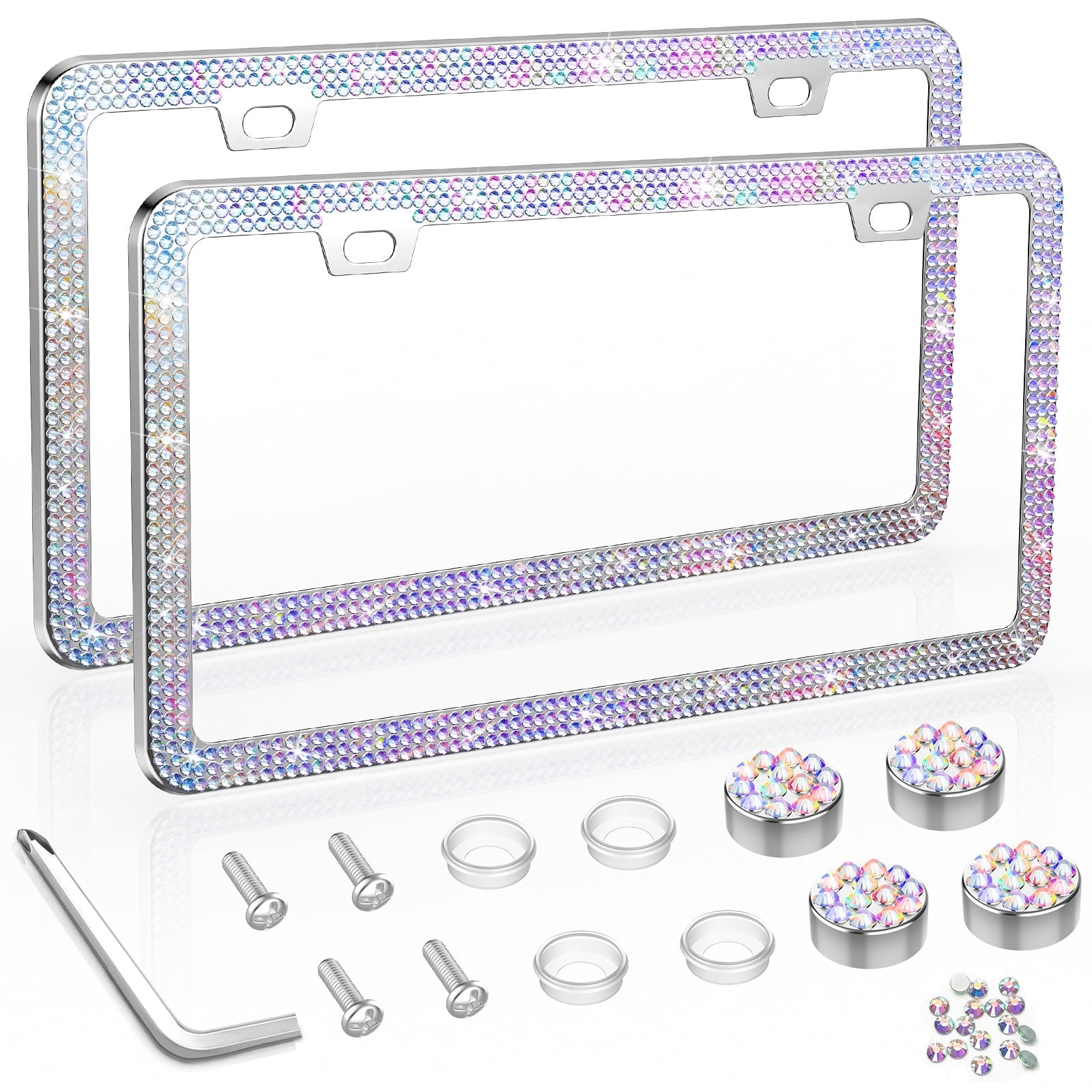 SHARE&CARE 2 Pack Bling Car License Plate Frame with Rhinestone Diamond ...