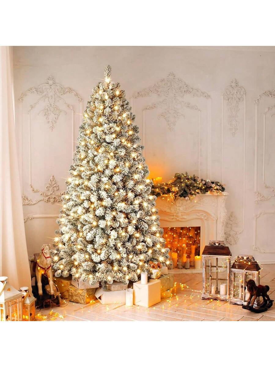 SHARECONN 4-9ft Prelit Snow Flocked Artificial Holiday Christmas Tree ...