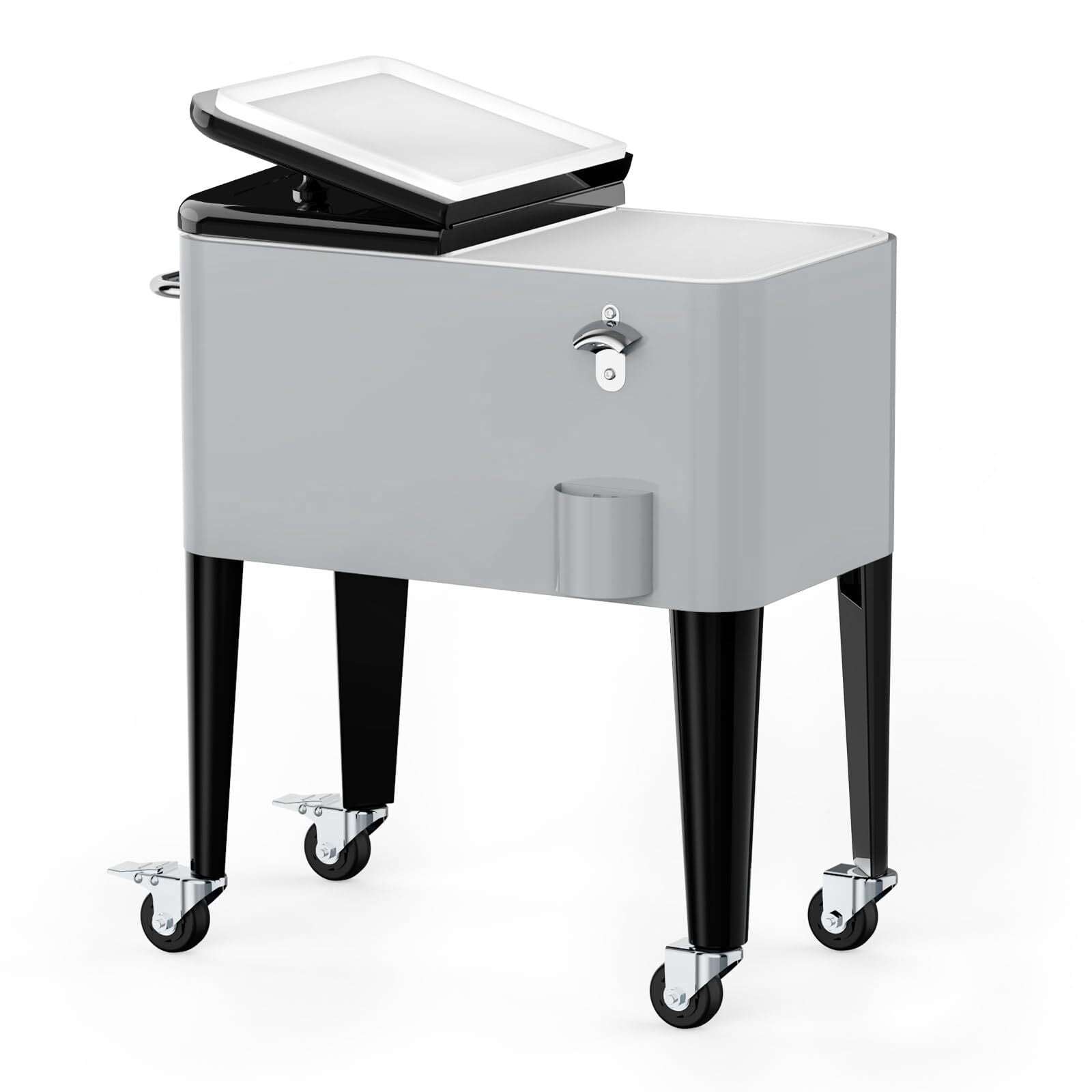 SHAREWIN 60 Quart Rolling Ice Chest Cooler Cart, Portable Outdoor ...
