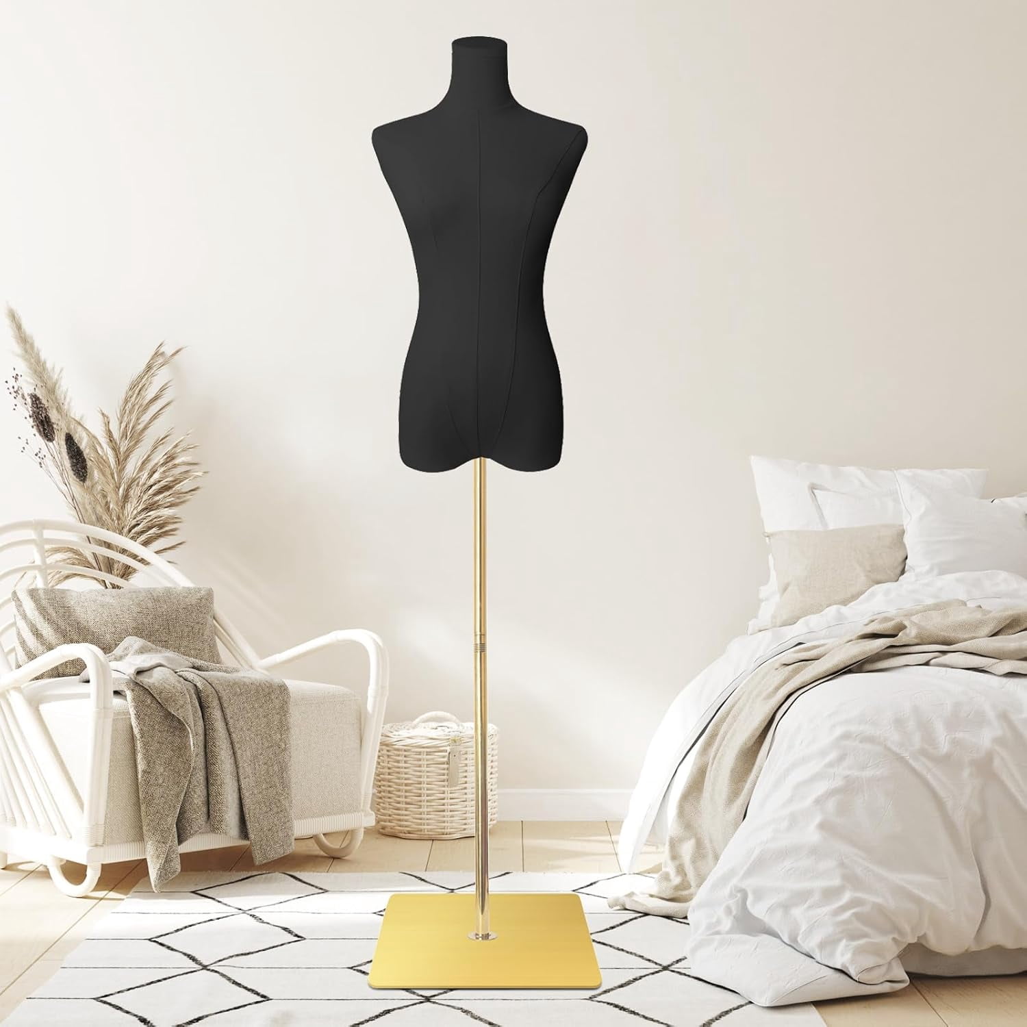 SHAREWIN Dress Form Mannequin for Sewing Female Black Linen Fabric ...