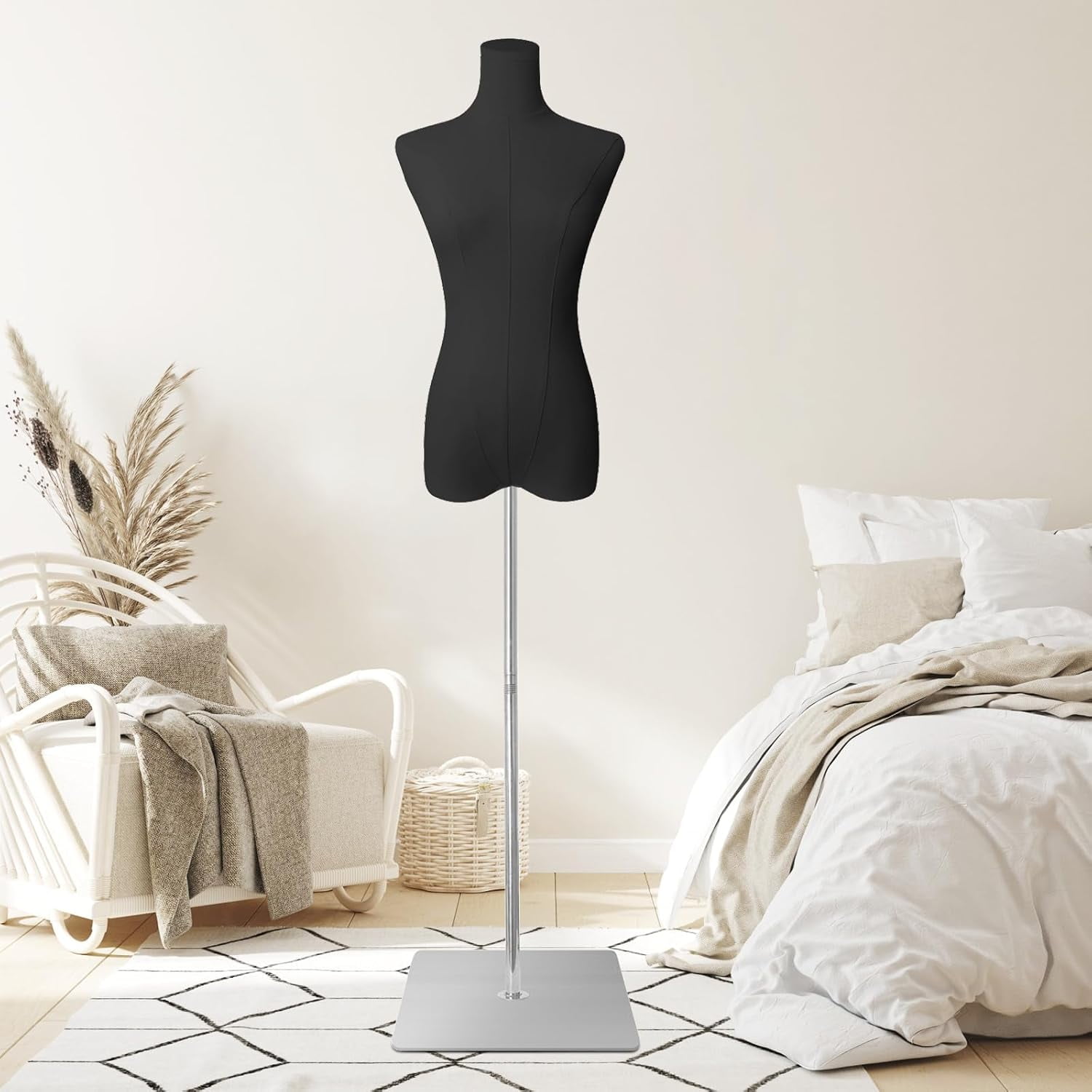 SHAREWIN Dress Form Mannequin for Sewing Female Black Linen Fabric ...