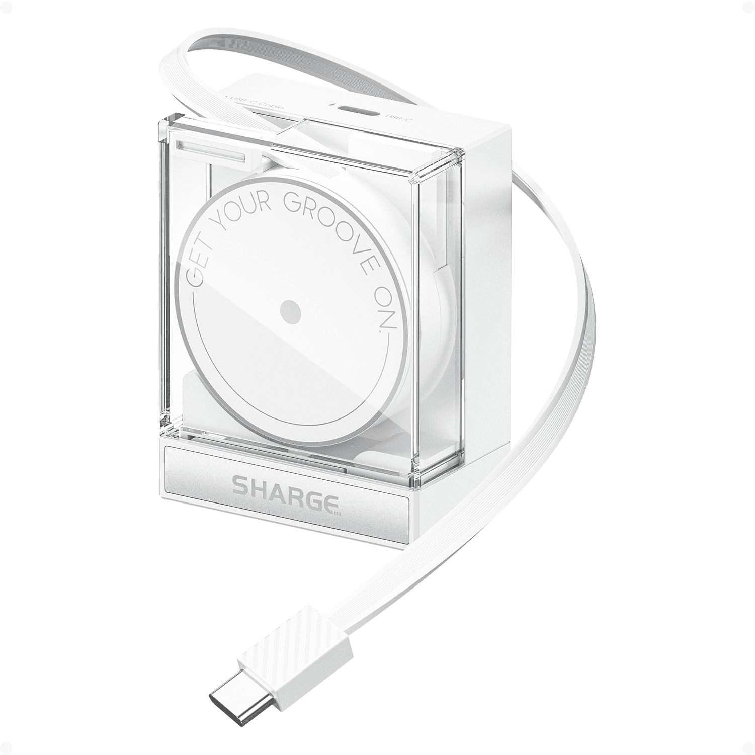 SHARGE Retractable 65W USB C Charger, GaN Power Wall Charger with Retractable Cable, 2 Devices ...