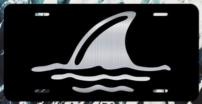 SHARK FIN IN WATER LICENSE PLATE TAG VANITY FRONT - Aluminum ( 12 inch ...