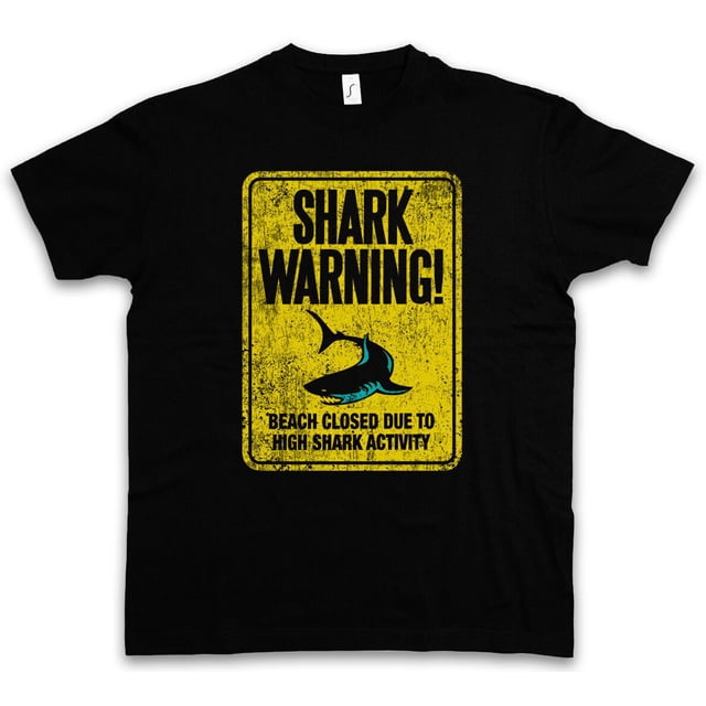 SHARK WARNING SIGN II T-SHIRT Surfer Diver Hai Warnnung Logo Warnschild ...