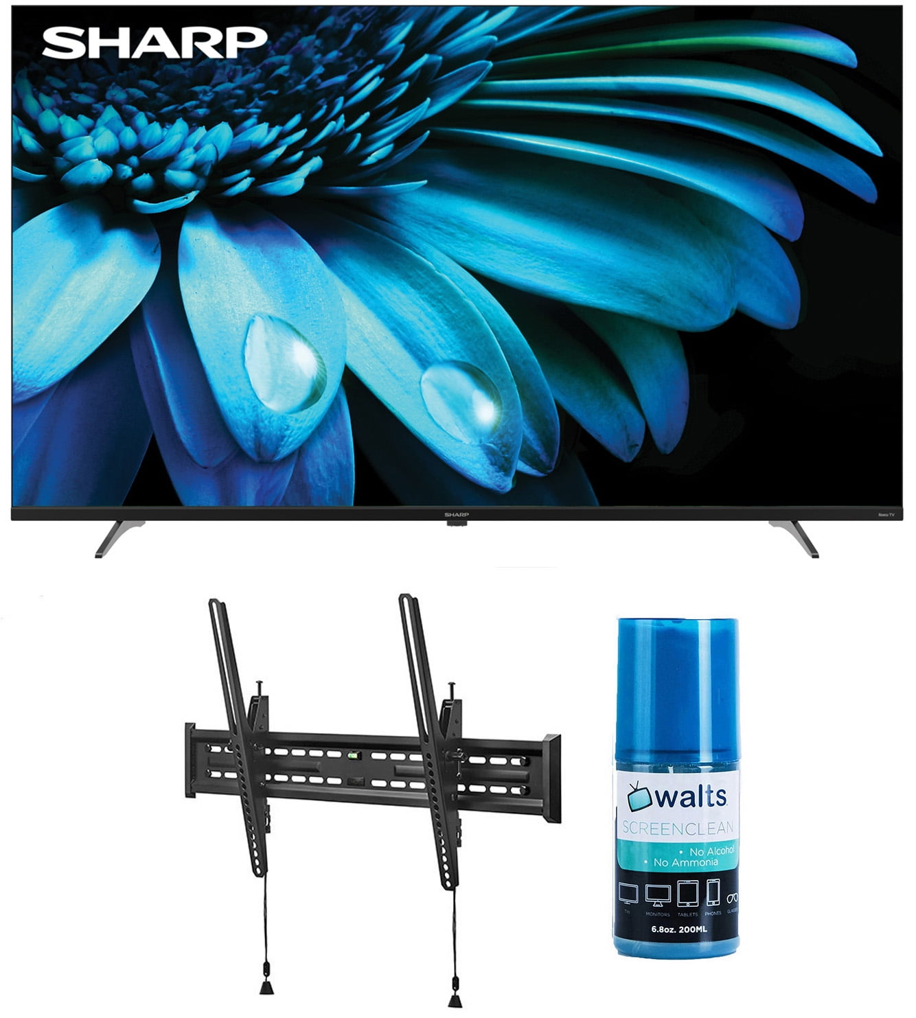 SHARP 4T-C50EL8UR 50 Inch Class 4K Ultra HD with Dolby Audio Roku TV with a Walts TV Large/Extra ...