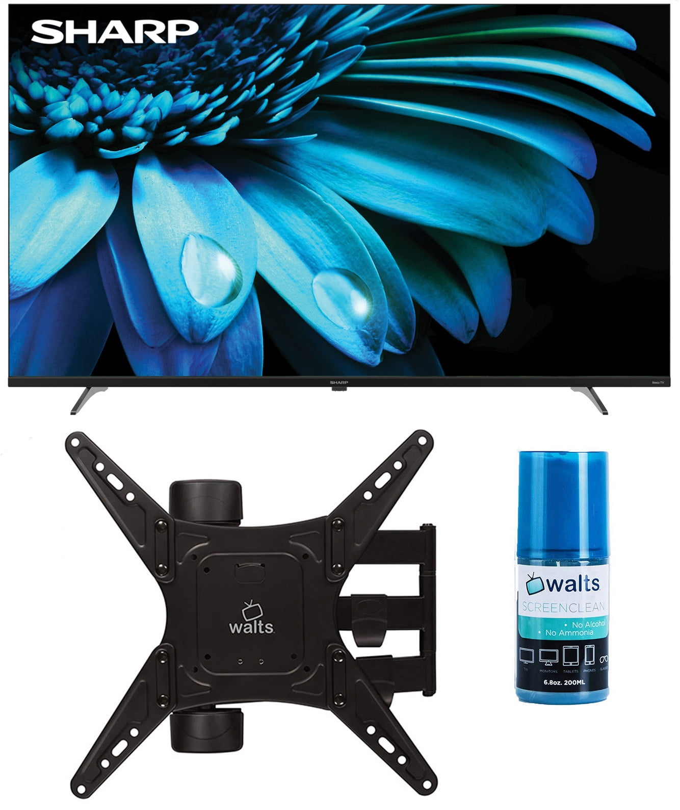 SHARP 4T-C50EL8UR 50 Inch Class 4K Ultra HD with Dolby Audio Roku TV with a Walts TV Medium Full ...