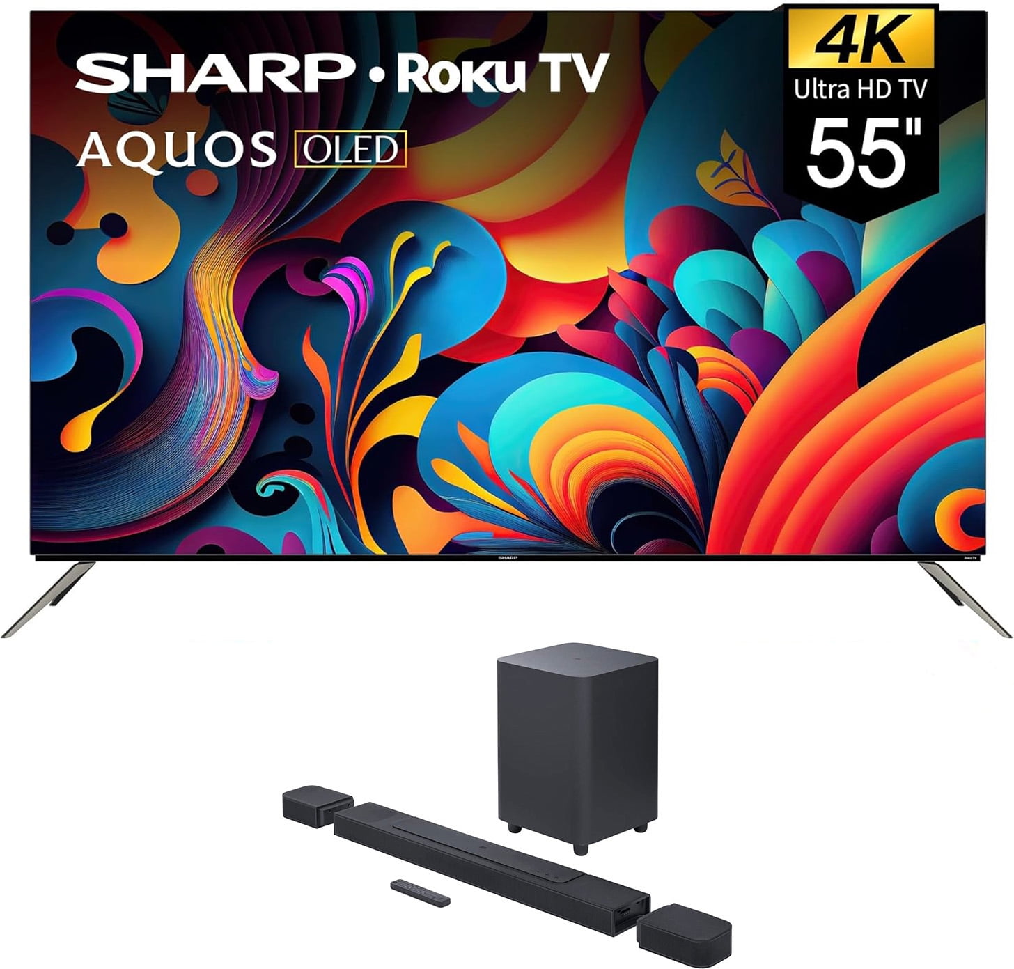 SHARP 4T-C55FS1UR 55 Inch AQUOS OLED 4K Ultra HD with Dolby Audio Roku ...