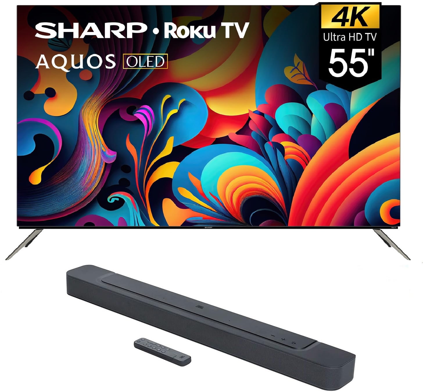 SHARP 4T-C55FS1UR 55 Inch AQUOS OLED 4K Ultra HD with Dolby Audio Roku ...