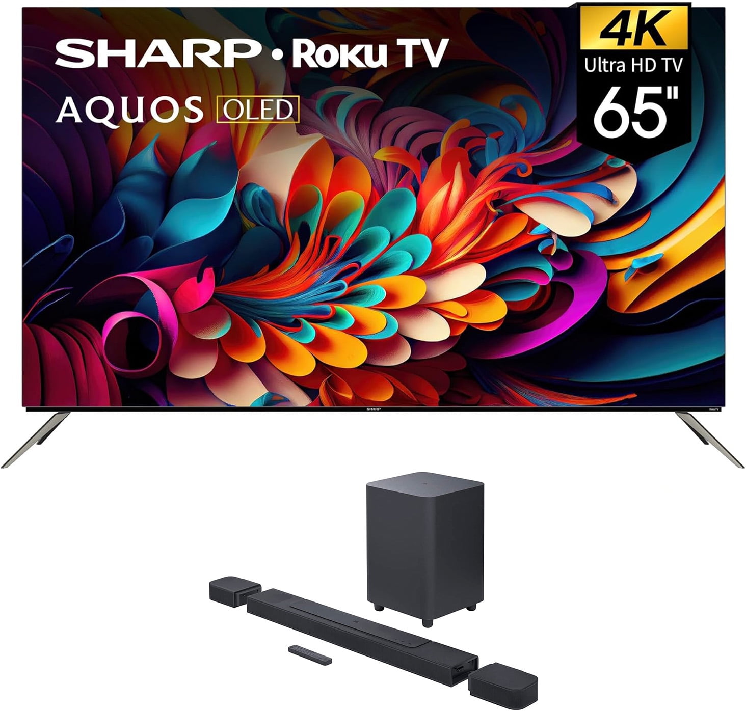 SHARP 4T-C65FS1UR 65 Inch AQUOS OLED 4K Ultra HD with Dolby Audio Roku ...