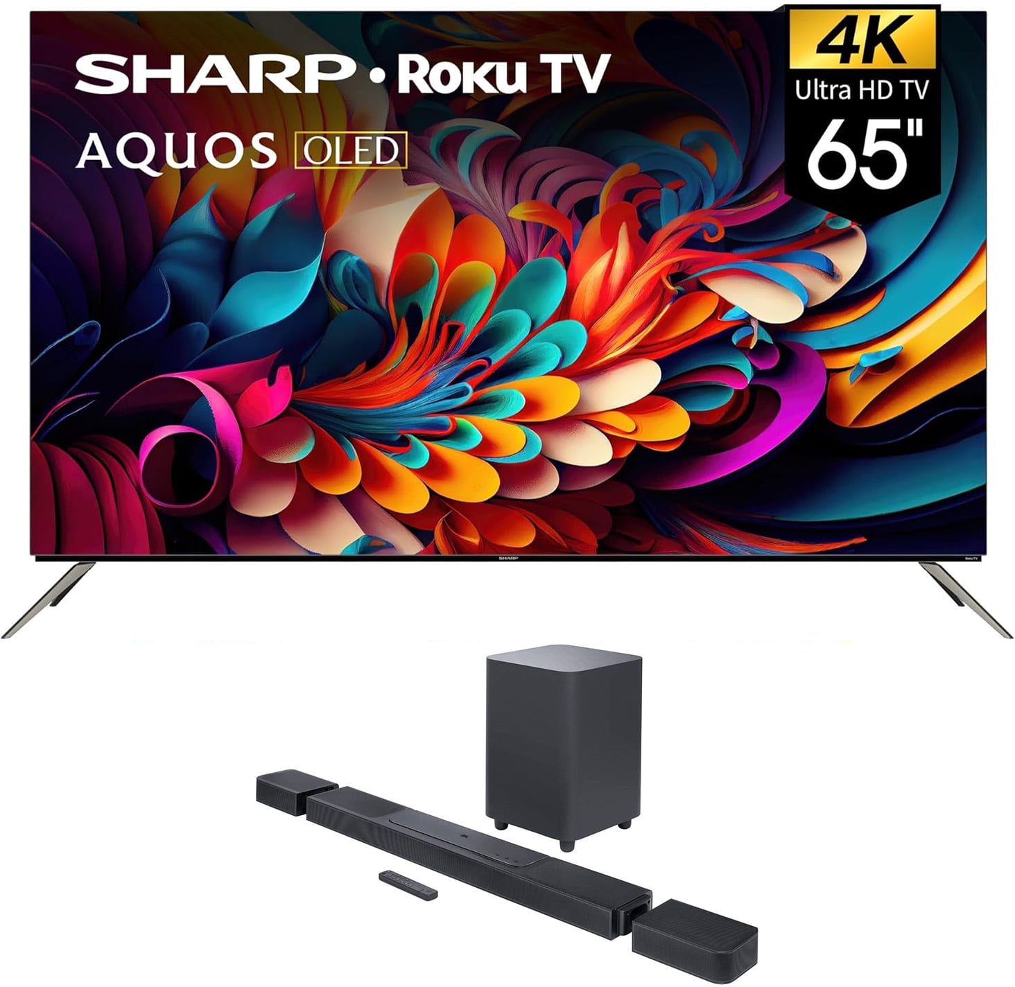 SHARP 4T-C65FS1UR 65 Inch AQUOS OLED 4K Ultra HD with Dolby Audio Roku ...