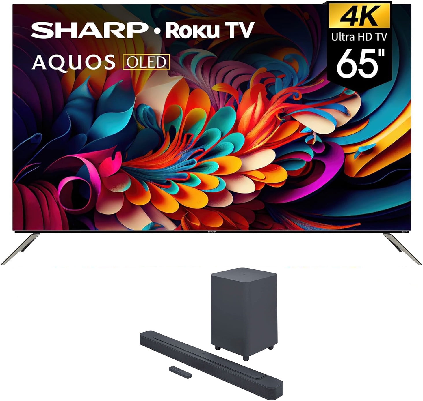 SHARP 4T-C65FS1UR 65 Inch AQUOS OLED 4K Ultra HD with Dolby Audio Roku ...