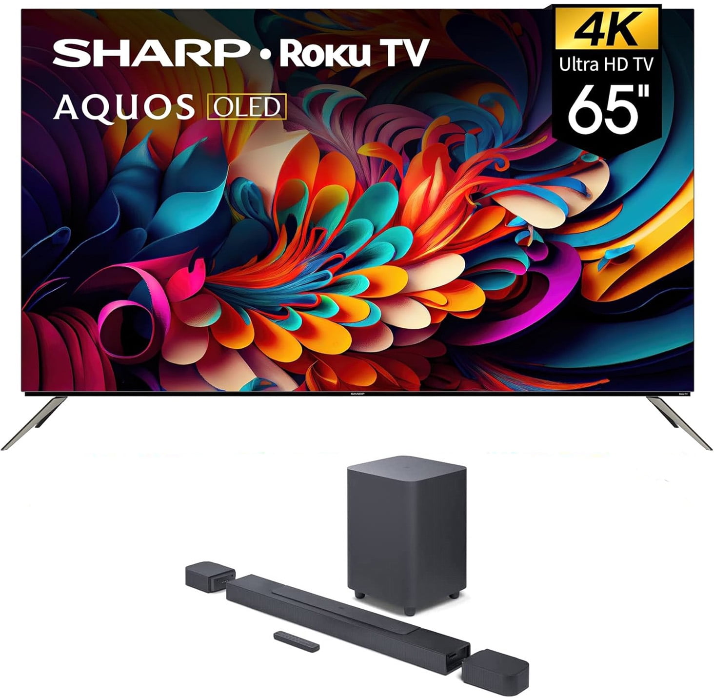 SHARP 4T-C65FS1UR 65 Inch AQUOS OLED 4K Ultra HD with Dolby Audio Roku ...