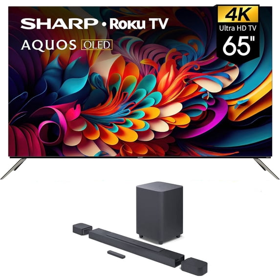 SHARP 4T-C65FS1UR 65 Inch AQUOS OLED 4K Ultra HD with Dolby Audio Roku ...