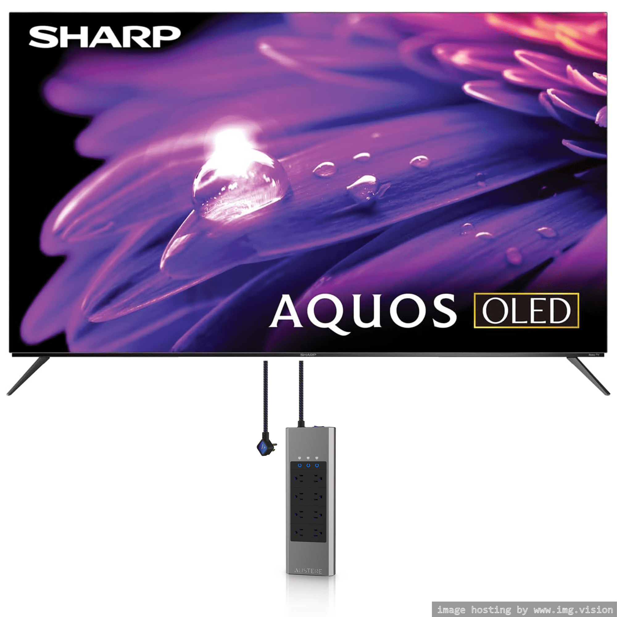 SHARP 4T-C65FS1UR OLED 4K Ultra HD TV and an Austere 5S-PS8-US1 V-Series 8-Outlet Power (2024 ...