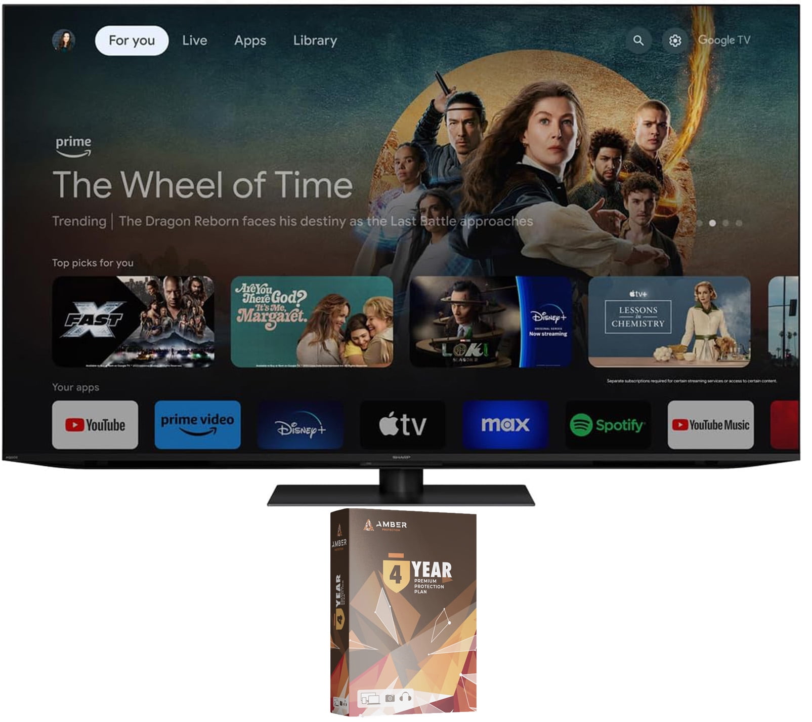 SHARP 4T-C65FV1U 65 Inch AQUOS XLED 4K Ultra HD Mini LED Google TV with ...