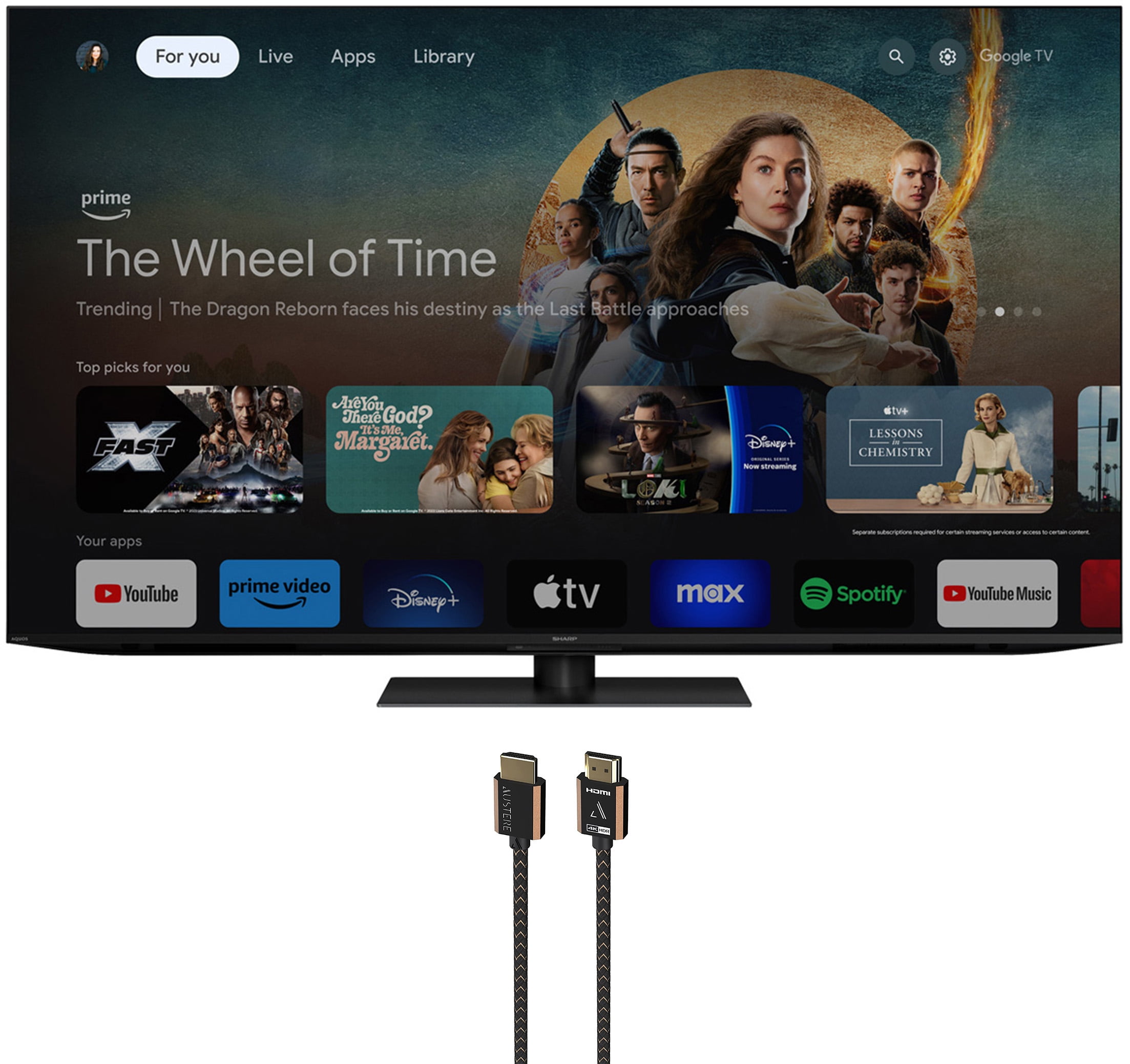 SHARP 4T-C65FV1U 65 Inch AQUOS XLED 4K Ultra HD Mini LED Google TV with ...