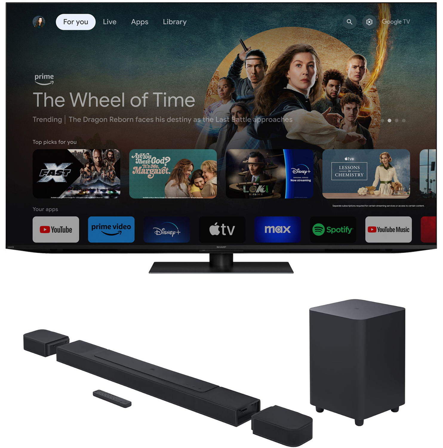 SHARP 4T-C65FV1U 65 Inch Class AQUOS XLED 4K Ultra HD Mini LED Google ...