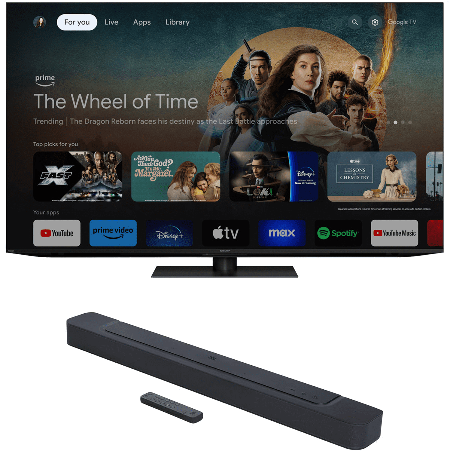 SHARP 4T-C65FV1U 65 Inch Class AQUOS XLED 4K Ultra HD Mini LED Google ...