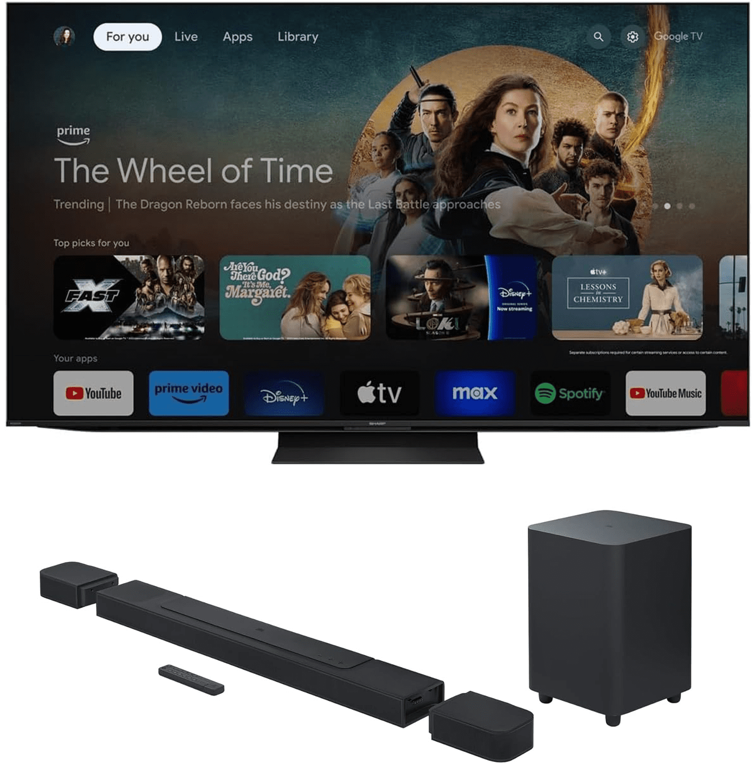 SHARP 4T-C75FV1U 75 Inch Class AQUOS XLED 4K Ultra HD Mini LED Google ...