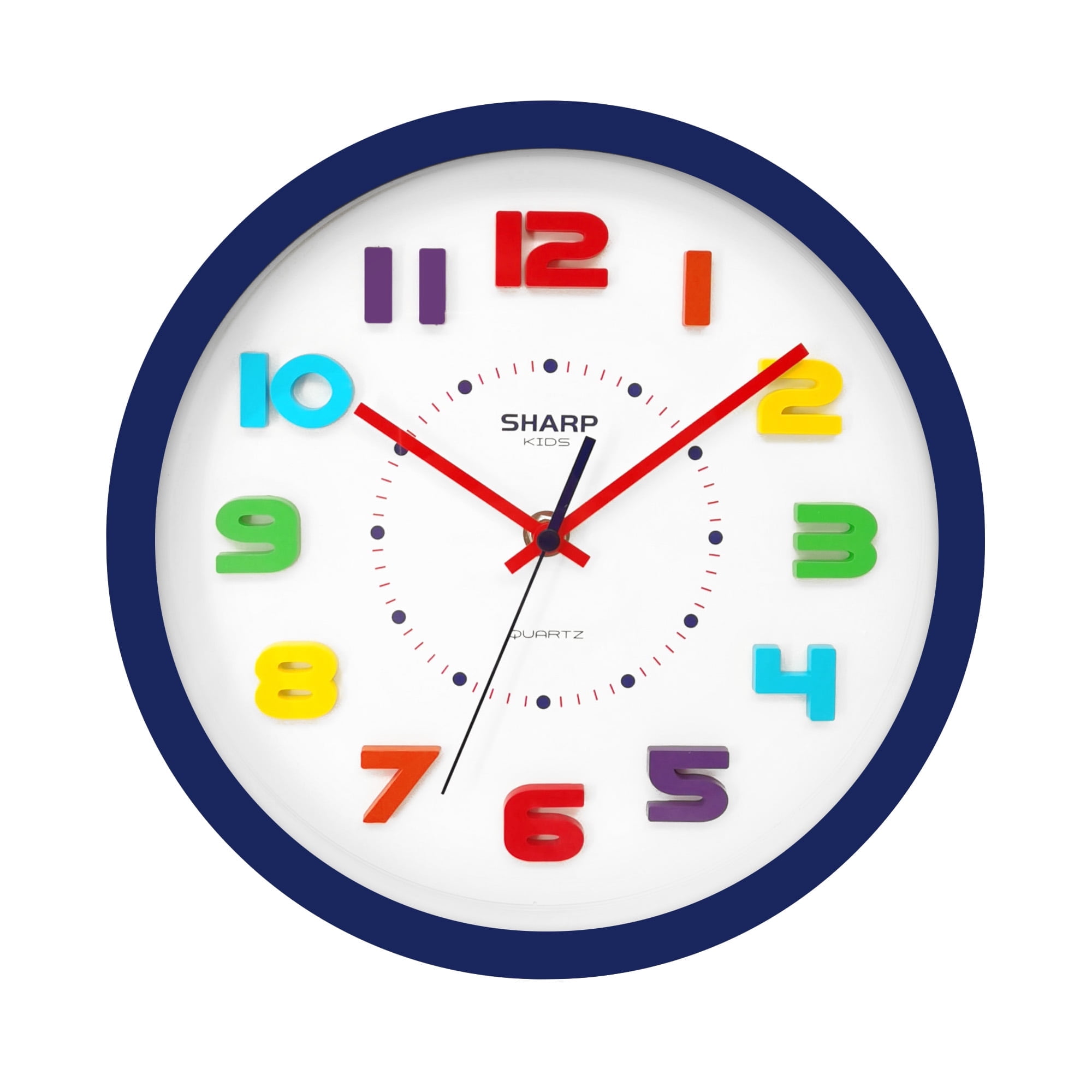 Sharp Colorful Kids Wall Clock 10.6 Inch Silent Non Ticking Quartz ...