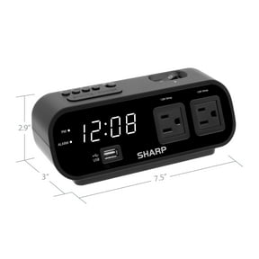 Sharp LED Digital Alarm Clock, Swivel Base, Silver Case, Red Display ...