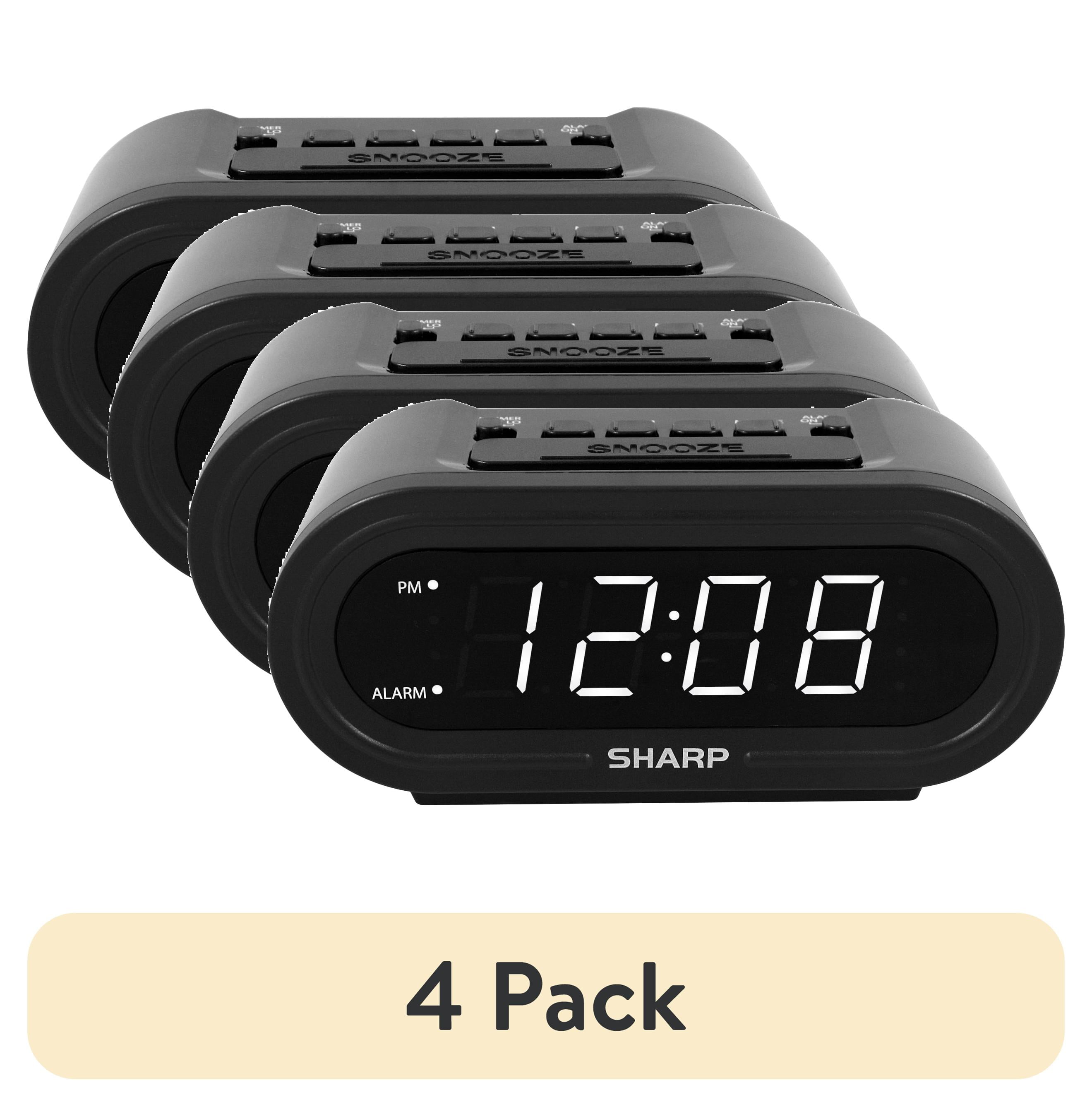 (4 pack) SHARP Digital Alarm Clock with AccuSet - Automatic Set, Black ...