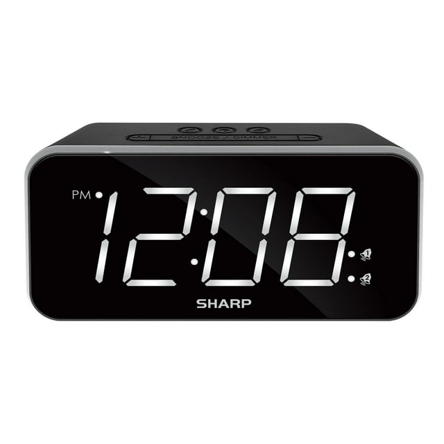 SHARP Dual Alarm Digital Clock with Battery Electric Backup, Jumbo 1.8 ...