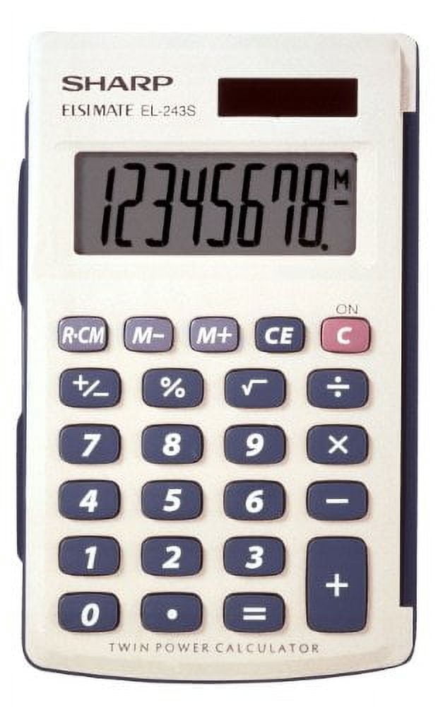 Sharp Portable 8-Digit Calculator with Hinged Hard Cover, Dual Power ...