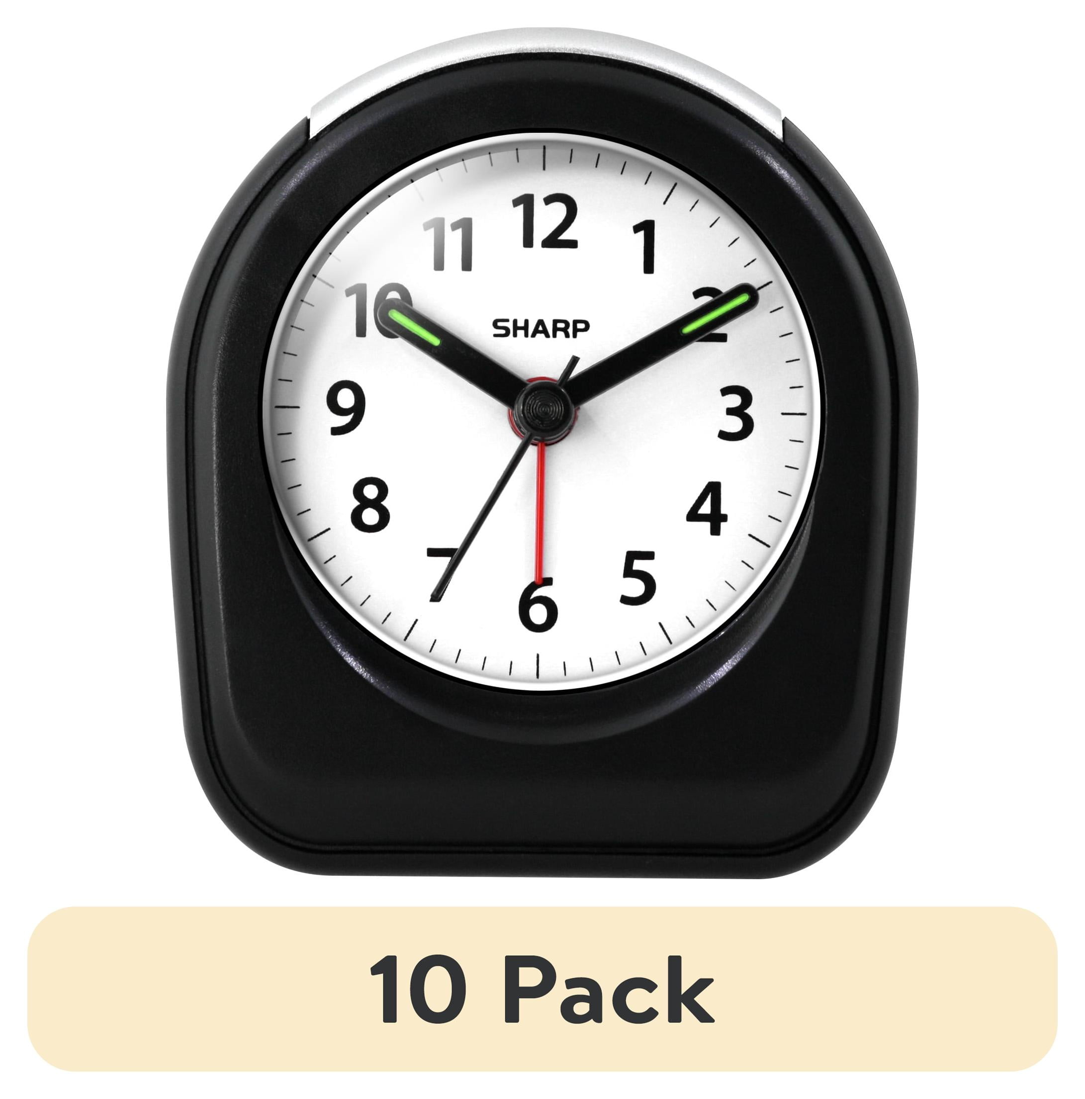 (10 pack) SHARP Quartz Analog Arch Alarm Clock, Black, Battery Operated ...