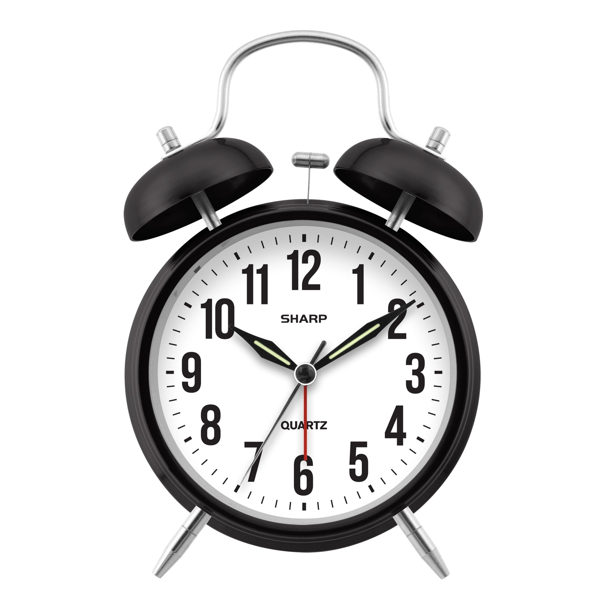 SHARP Twin Bell Quartz Analog Alarm Clock, Black, Loud Alarm, Battery ... SHARP Twin Bell Quartz Analog Alarm Clock, Black, Loud Alarm, Battery ...