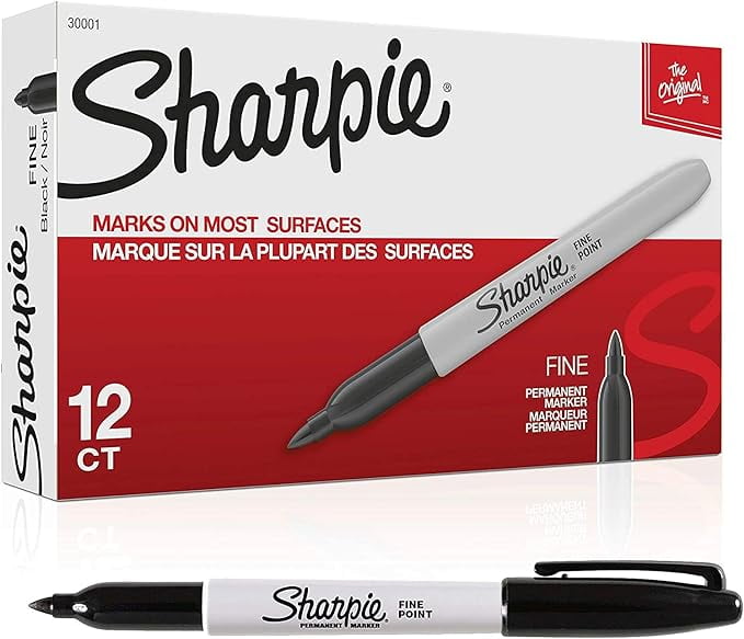 SHARPIE Markers SAN-30001 Fine Point Permanent, Black; 12/Pk - Walmart.com