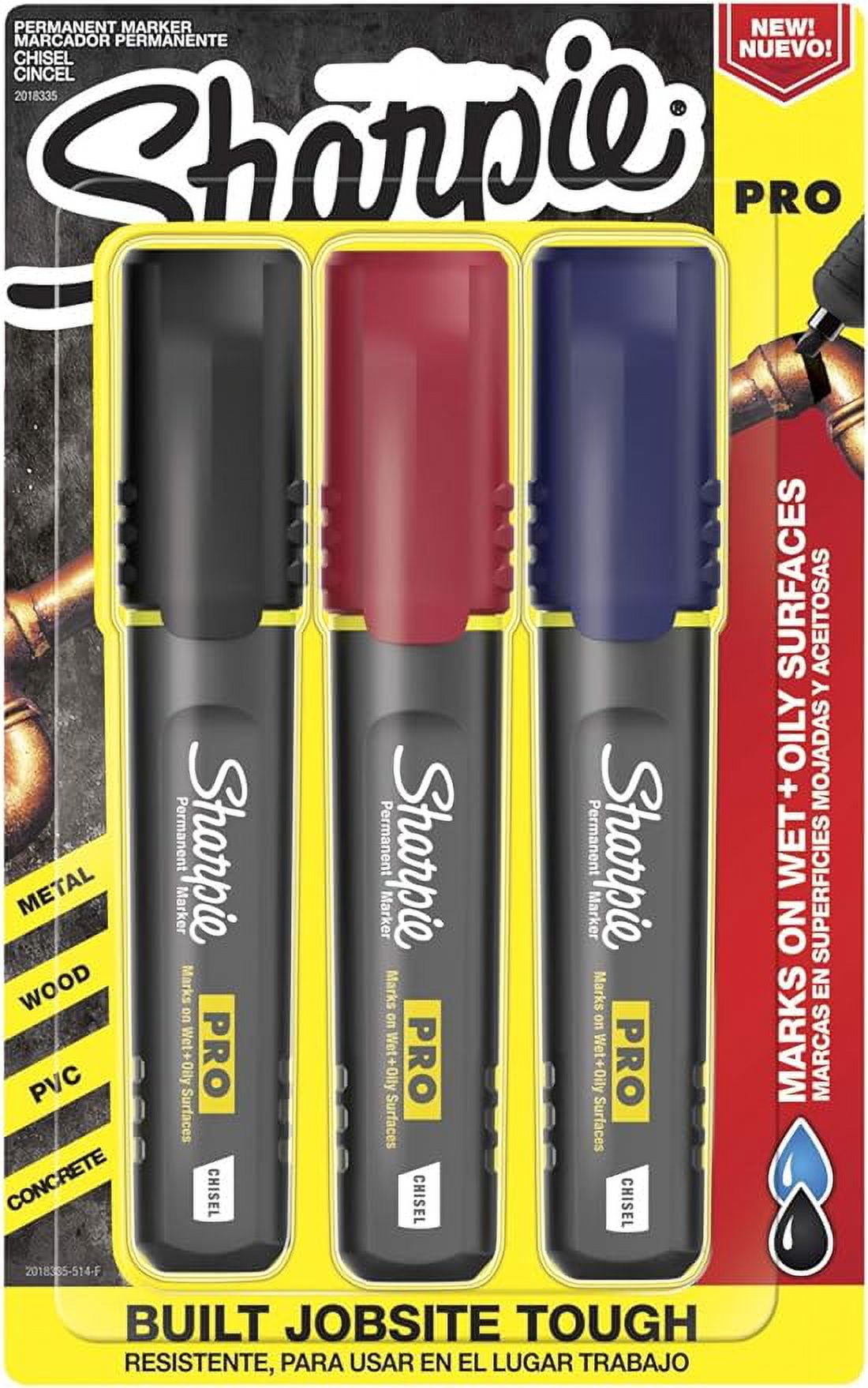 SHARPIE Pro Permanent Marker, Medium, Chisel Tip, Assorted Colors, 3 ...