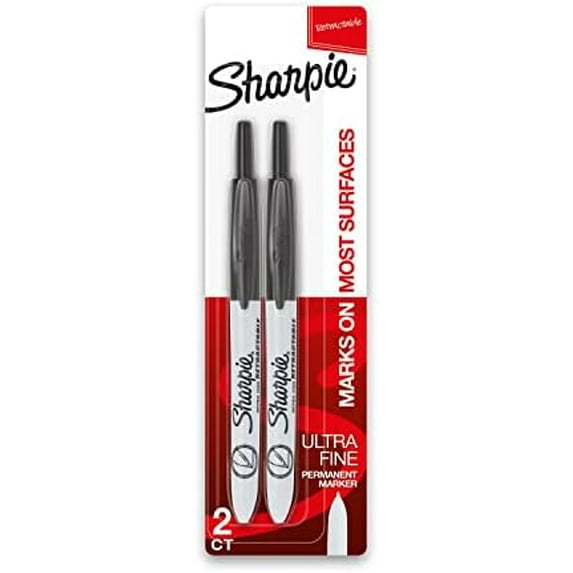 SHARPIE Retractable Permanent Markers, Ultra Fine Point, Black, 2 Count ...