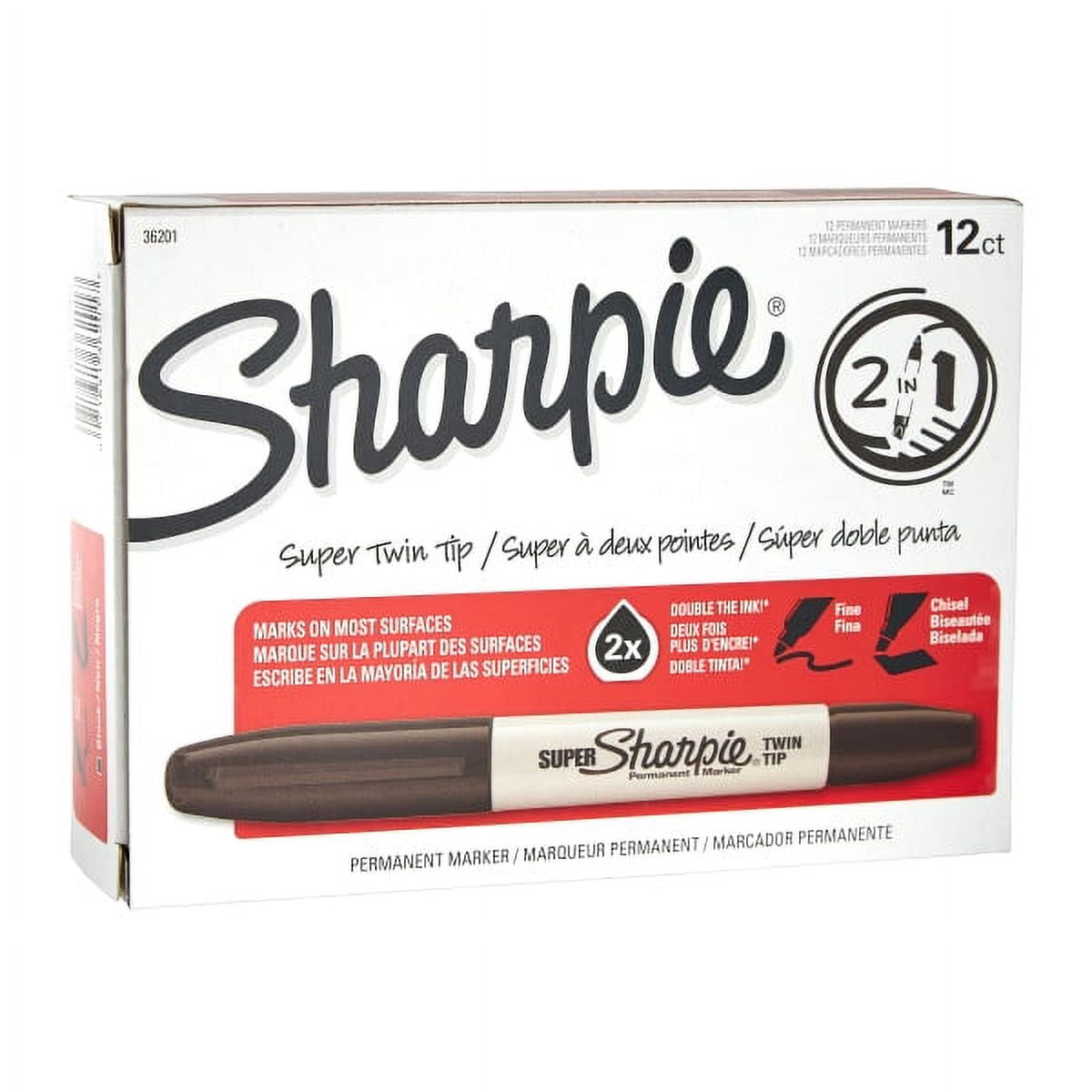 SHARPIE Waterproof Twin Tip Fine Point Permanent Marker, Black, Pack of ...