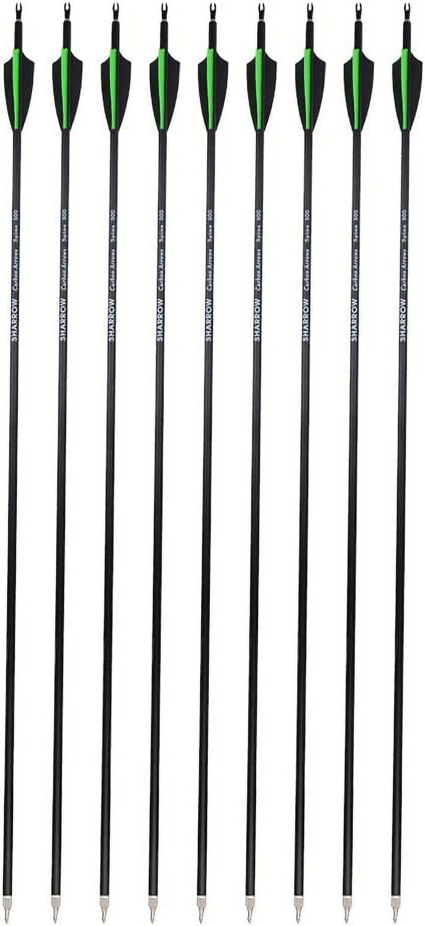 SHARROW 30 inch Carbon Arrows Spine 500 Hunting Arrows Rubber Feather ...