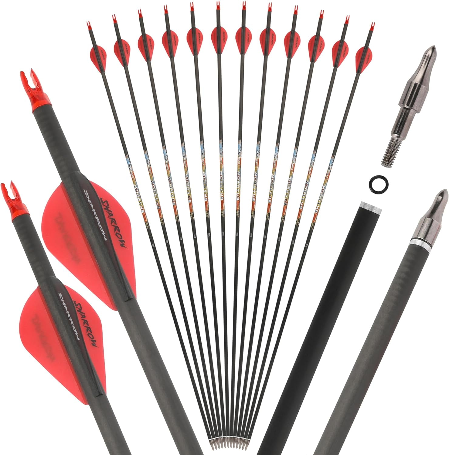 SHARROW 31" Carbon Arrows Hunting Arrows Spine 250 300 350 400 500 600 ...