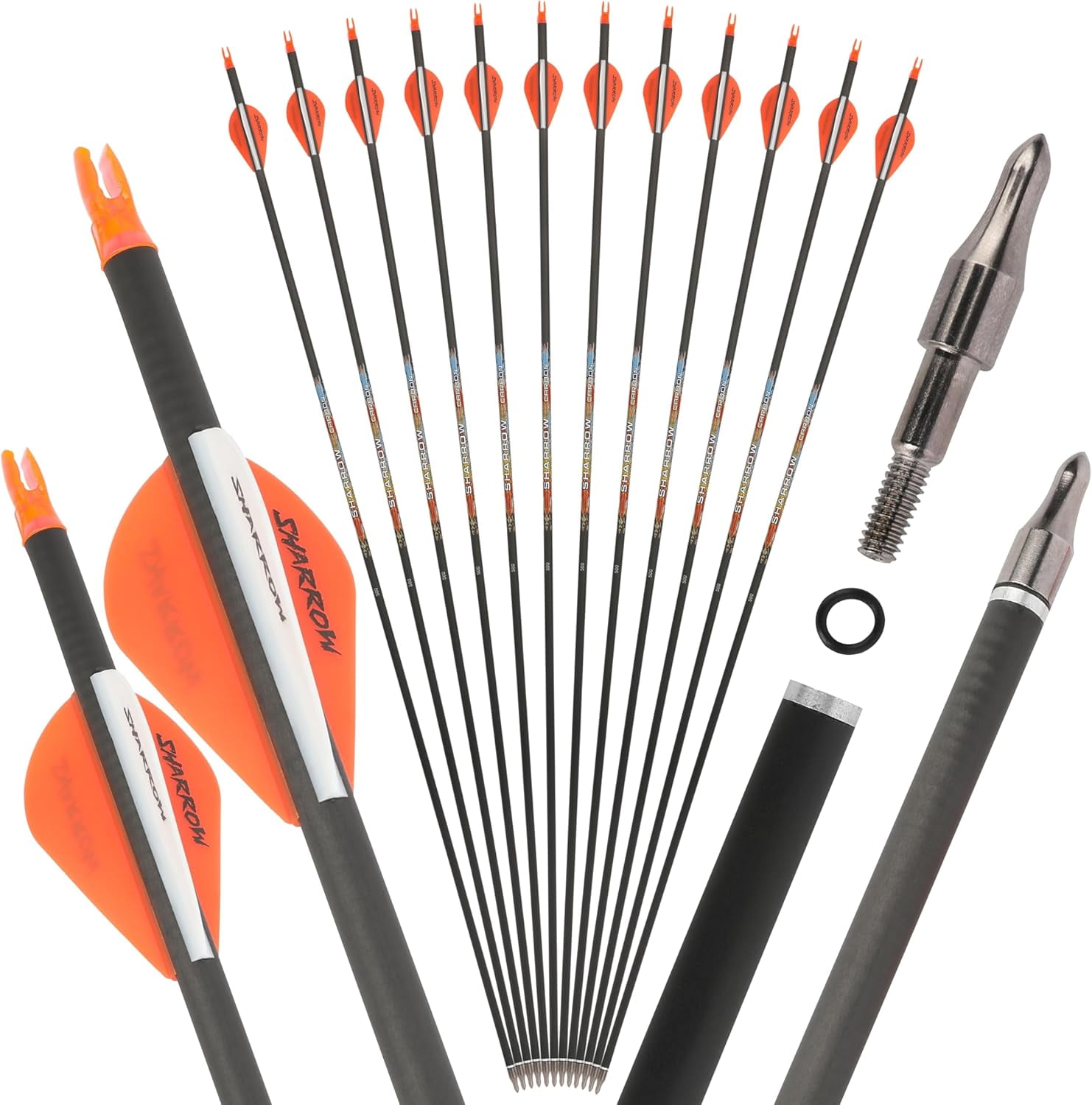 SHARROW 31" Carbon Arrows Hunting Arrows Spine 300 350 400 500 600 with ...