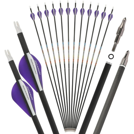 SHARROW 31" Carbon Arrows Hunting Arrows Spine 250 300 350 400 500 600 ...