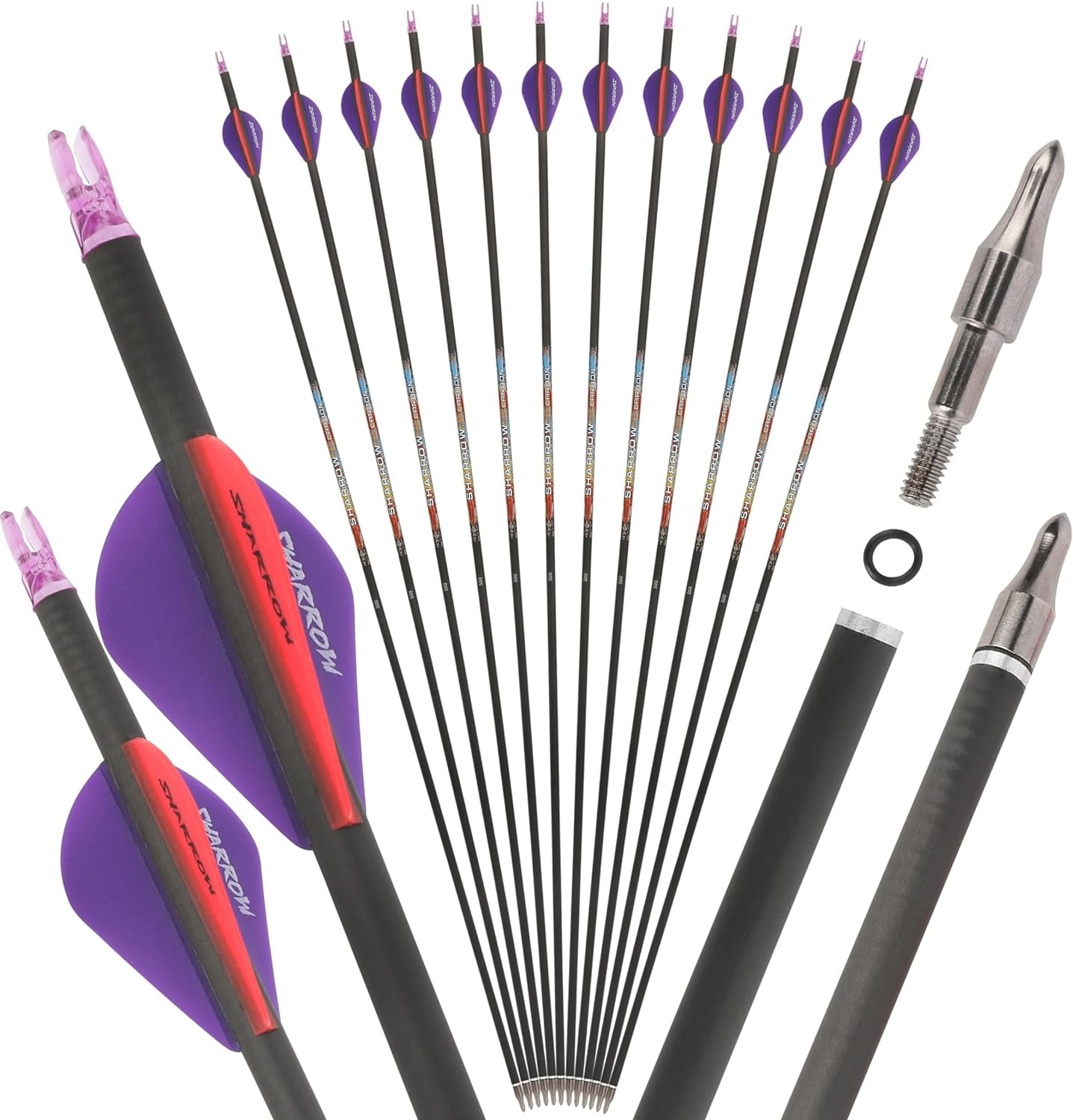 SHARROW 31" Carbon Arrows Hunting Arrows Spine 250 300 350 400 500 600 ...