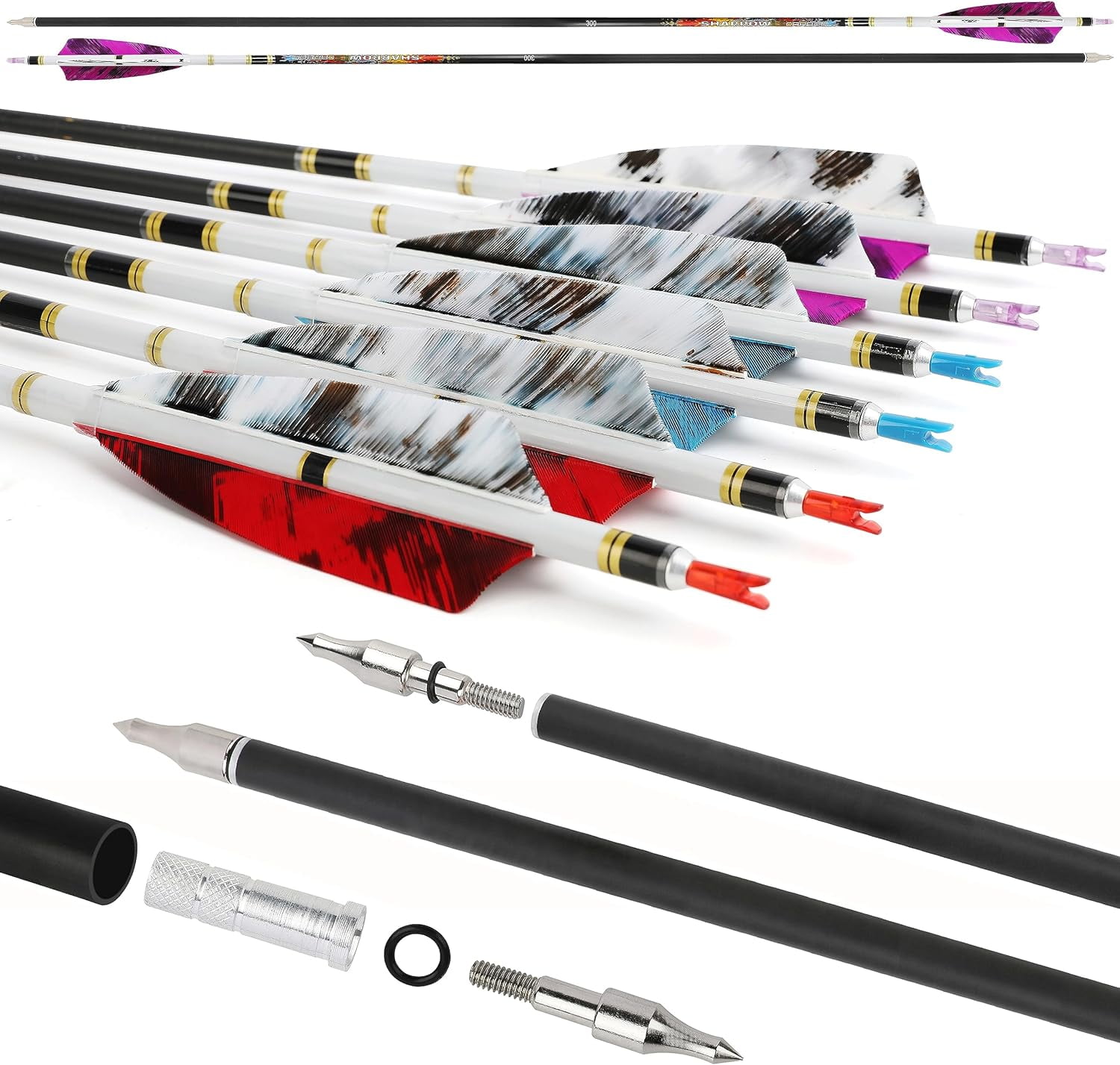 SHARROW 31" Pure Carbon Arrows Archery Hunting Arrows 250 300 350 400 ...