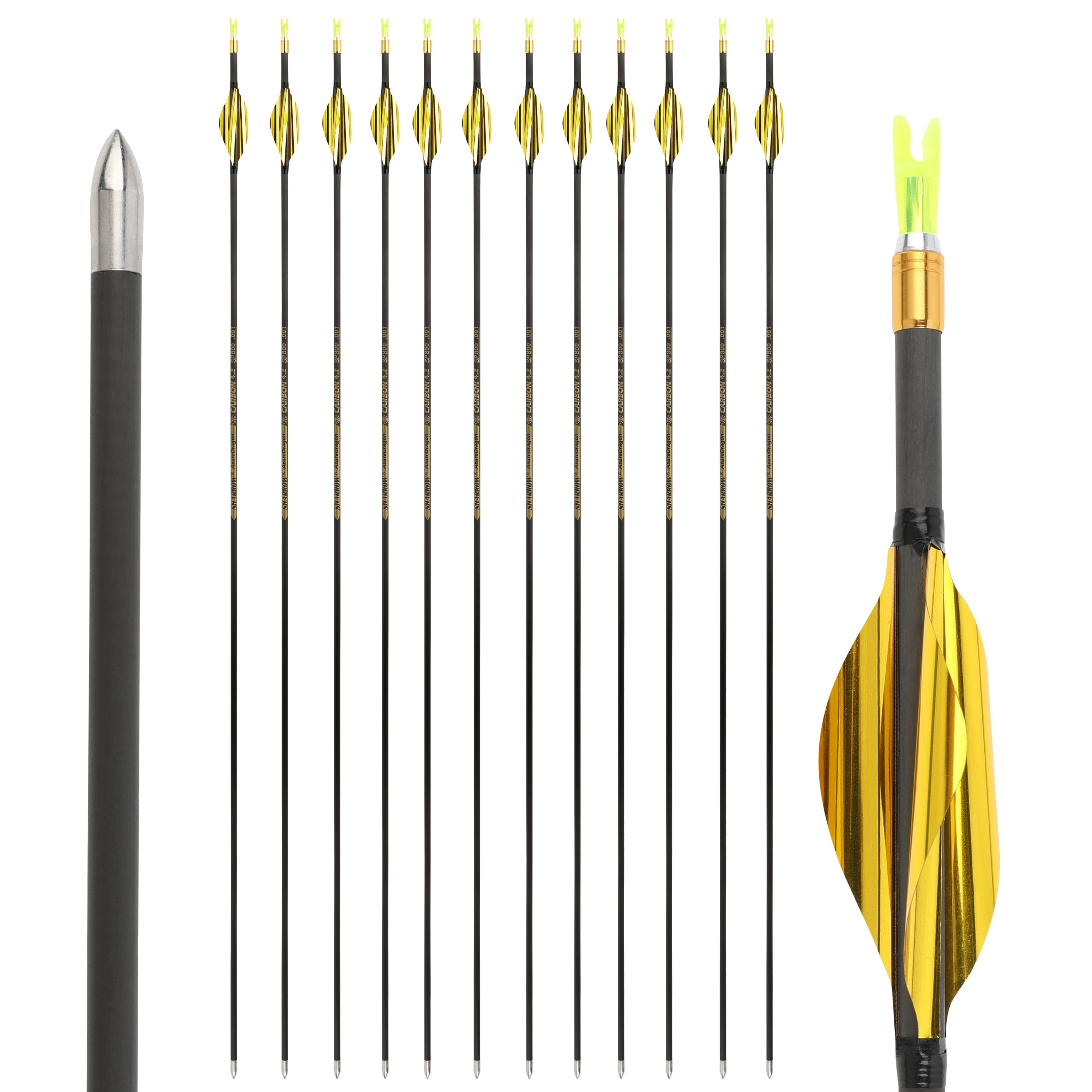 SHARROW 32 Inch 4.2 mm Pure Carbon Archery Target Arrows for Recurve ...