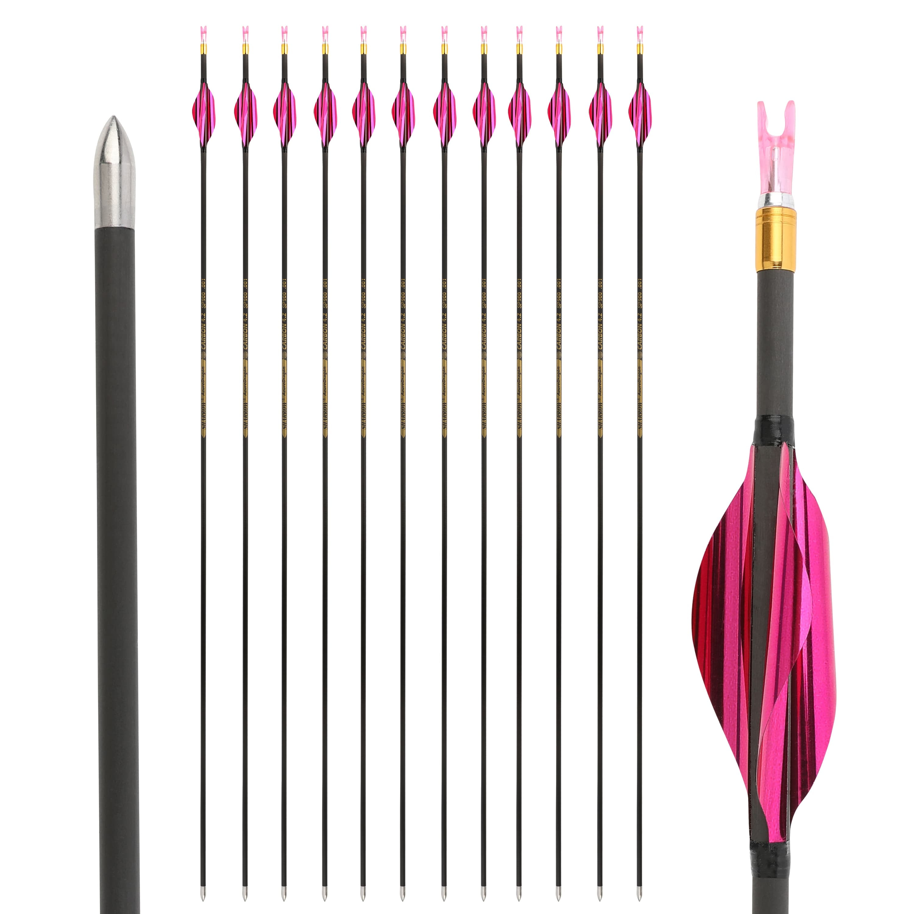 SHARROW 32 Inch 4.2 mm Pure Carbon Archery Target Arrows for Recurve ...