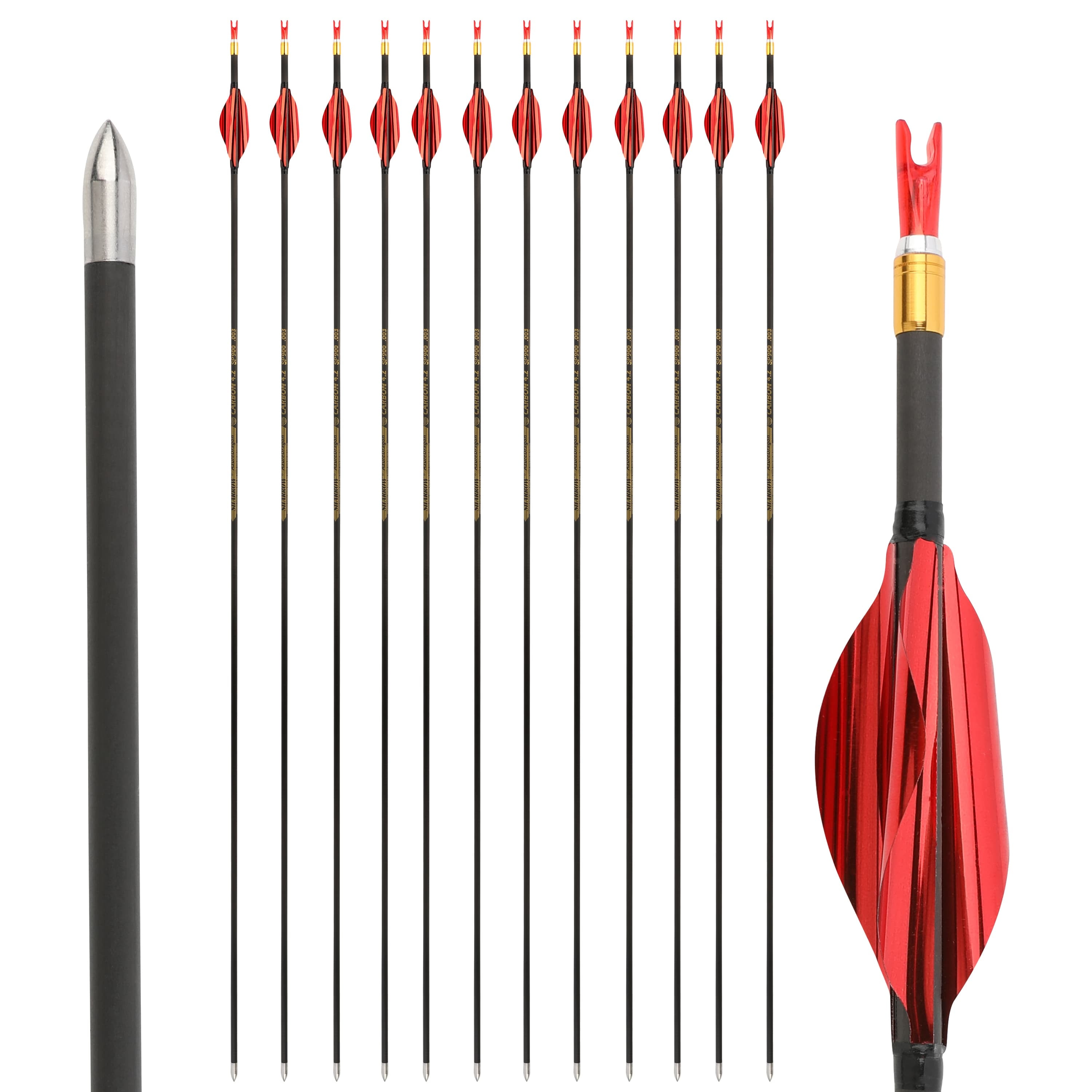 SHARROW 32 Inch 4.2 mm Pure Carbon Archery Target Arrows for Recurve ...