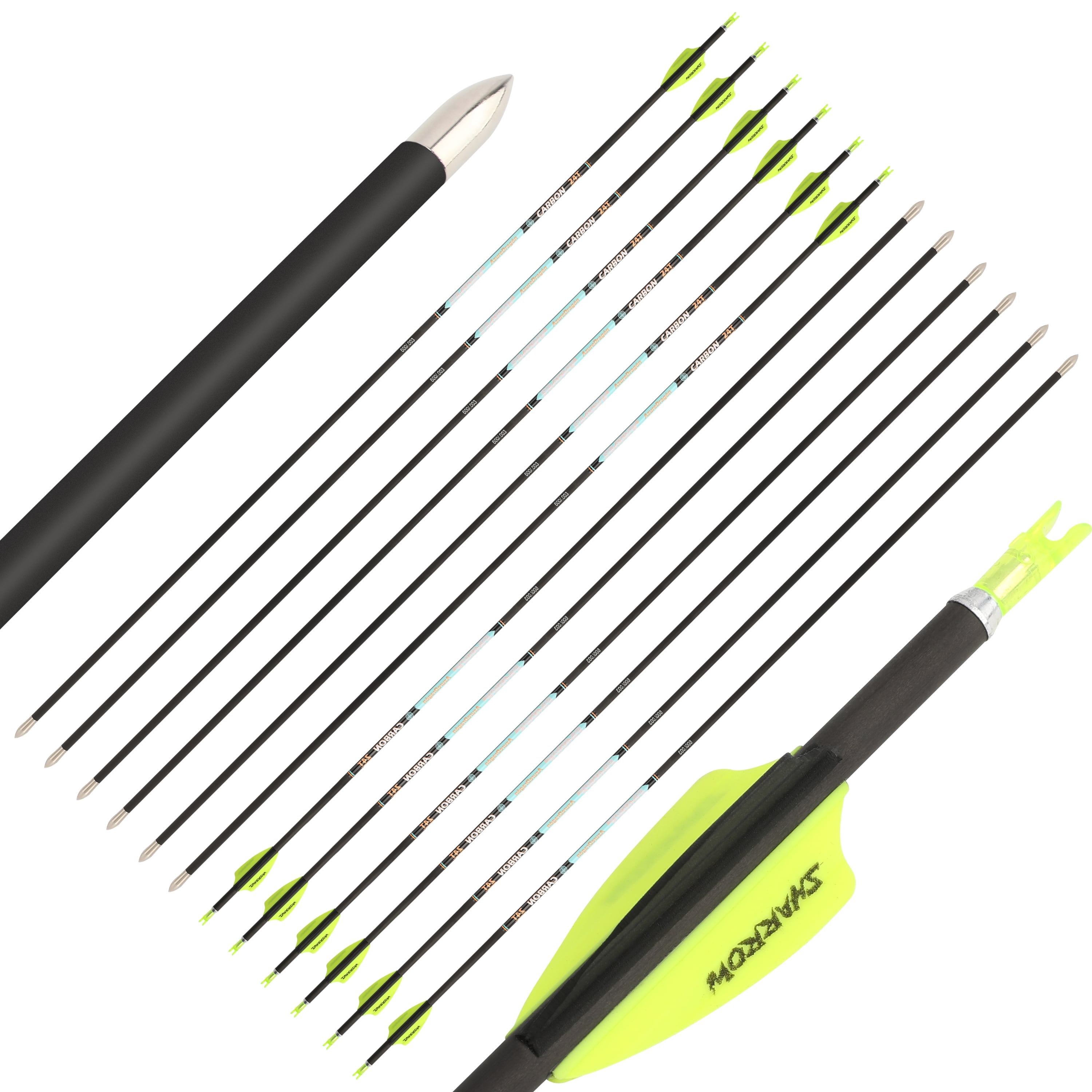 SHARROW 4.2mm Archery Arrows for Recurve Bow and Compound Bow - 12 Pack ...