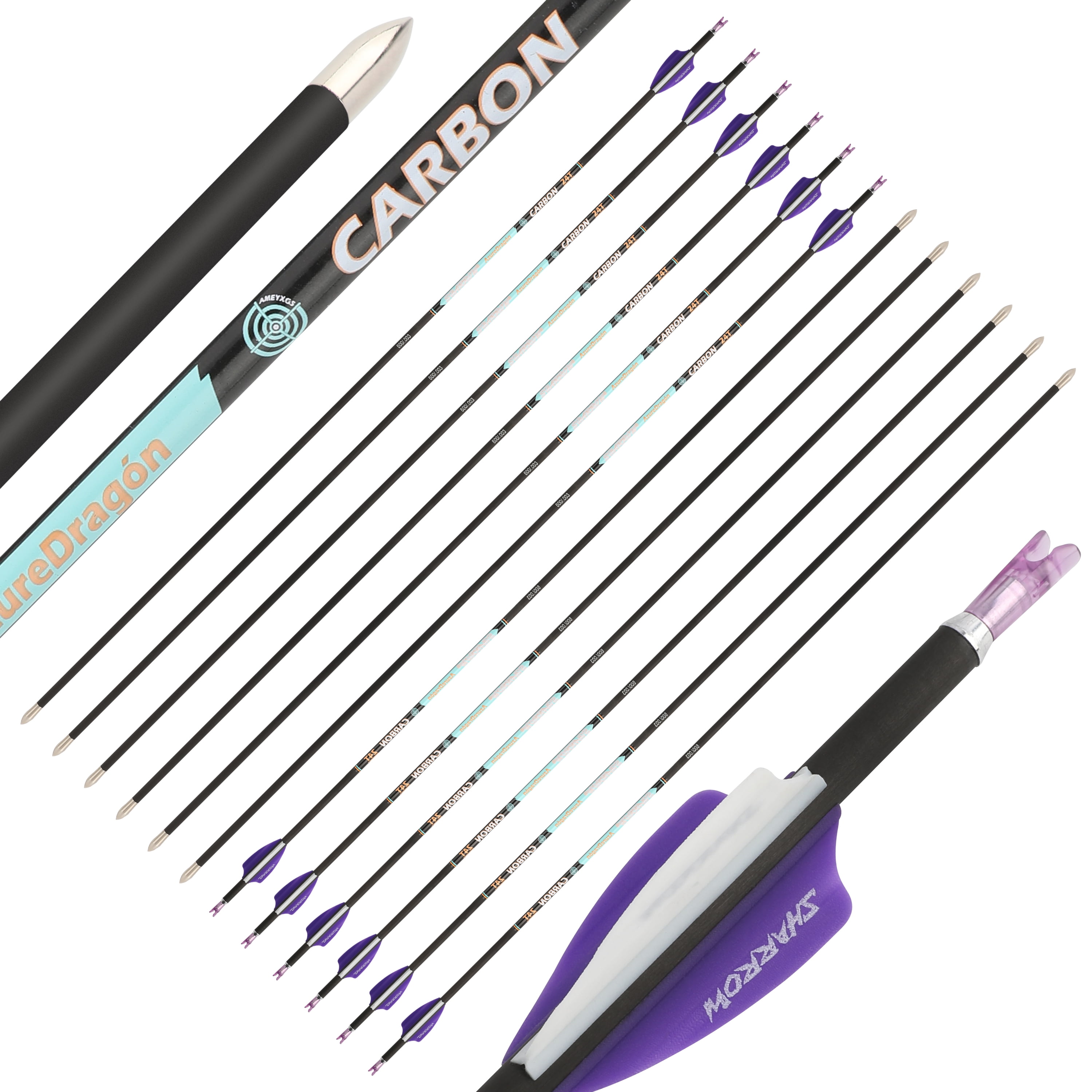 SHARROW 4.2mm Archery Arrows for Recurve Bow and Compound Bow - 12 Pack ...